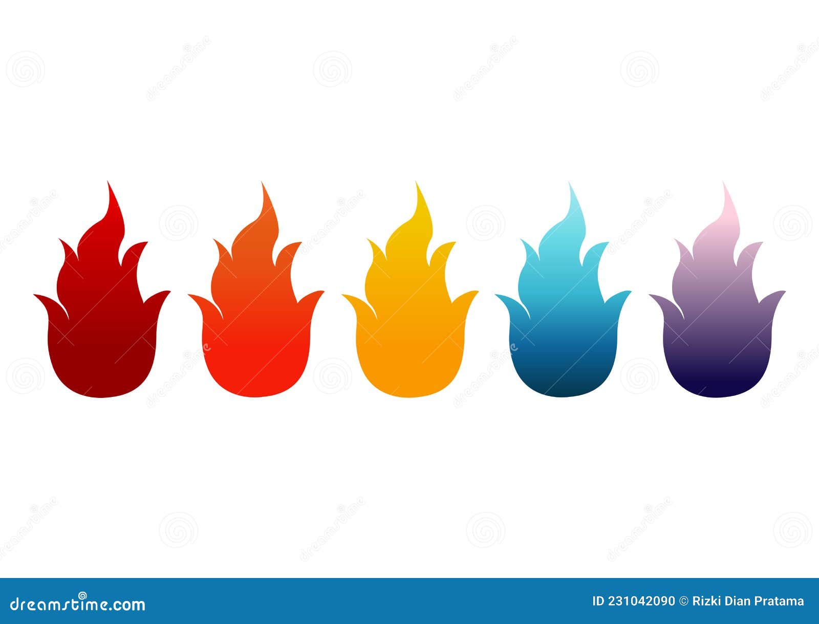 Collection of Simple Illustrations of Five Types of Fire Designs Stock ...