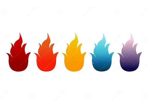 Collection of Simple Illustrations of Five Types of Fire Designs Stock ...