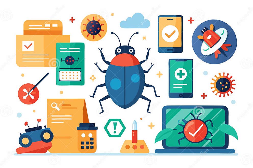 A Collection of Simple Illustrations Showcasing Popular Bug Fixes with ...