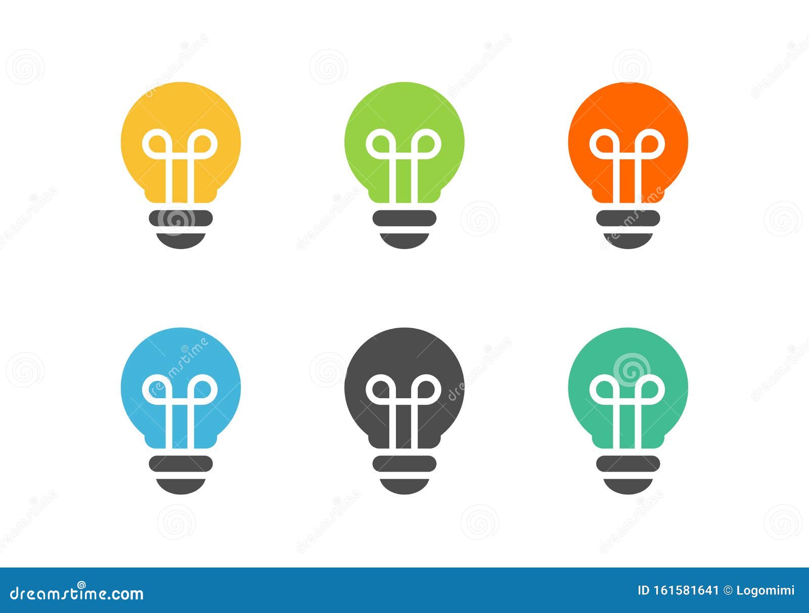Collection of Simple Lightbulbs, Simple Light Bulb Icon Set - Vector ...