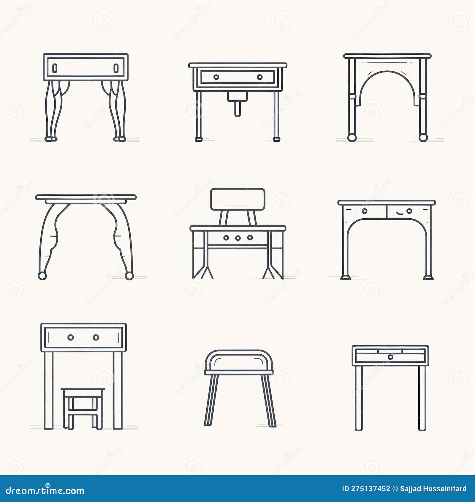 Set of End Table Collection Stock Illustration - Illustration of pixel ...