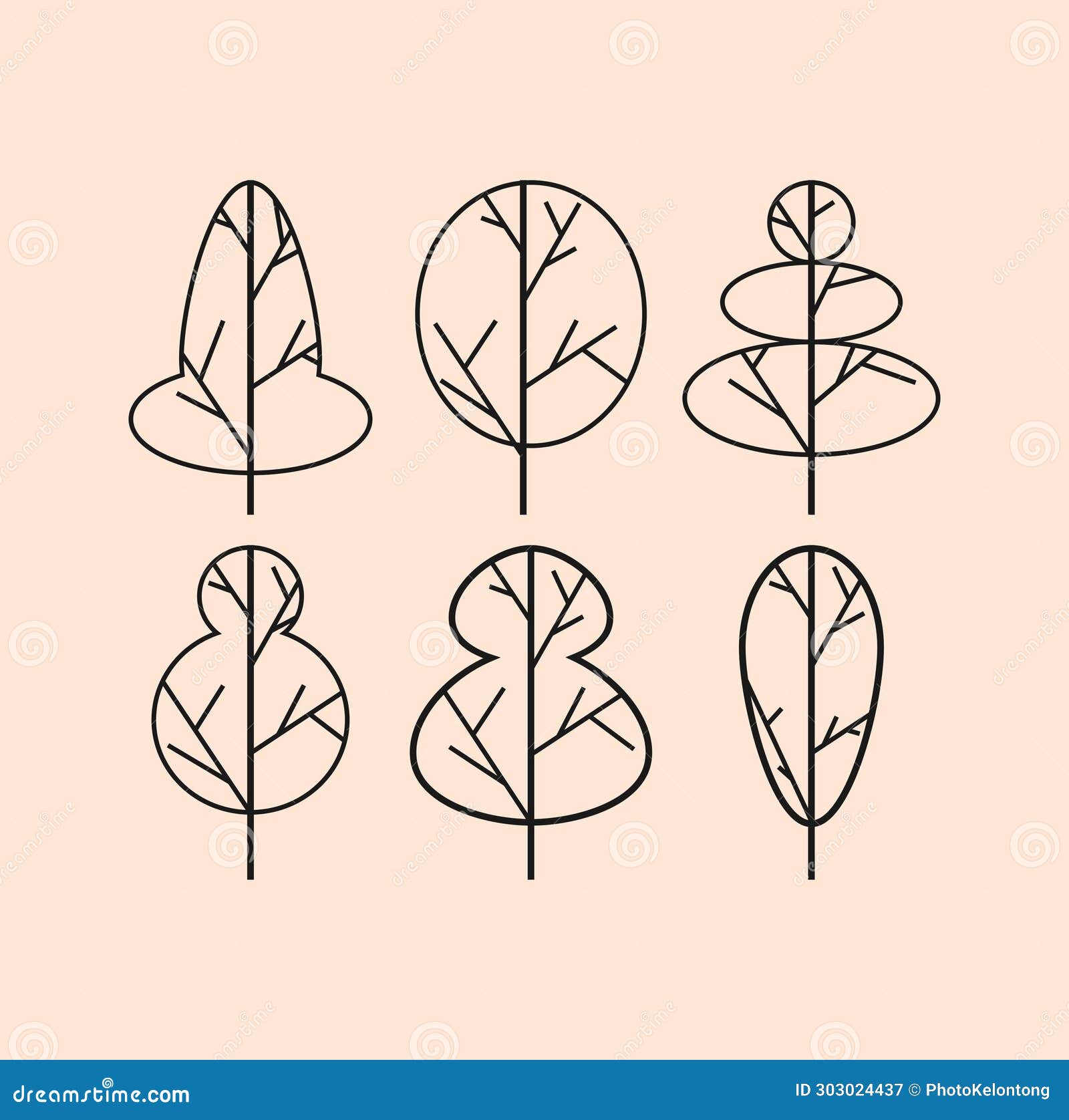 Collection of Simple and Minimalist Tree Illustrations Stock Vector ...