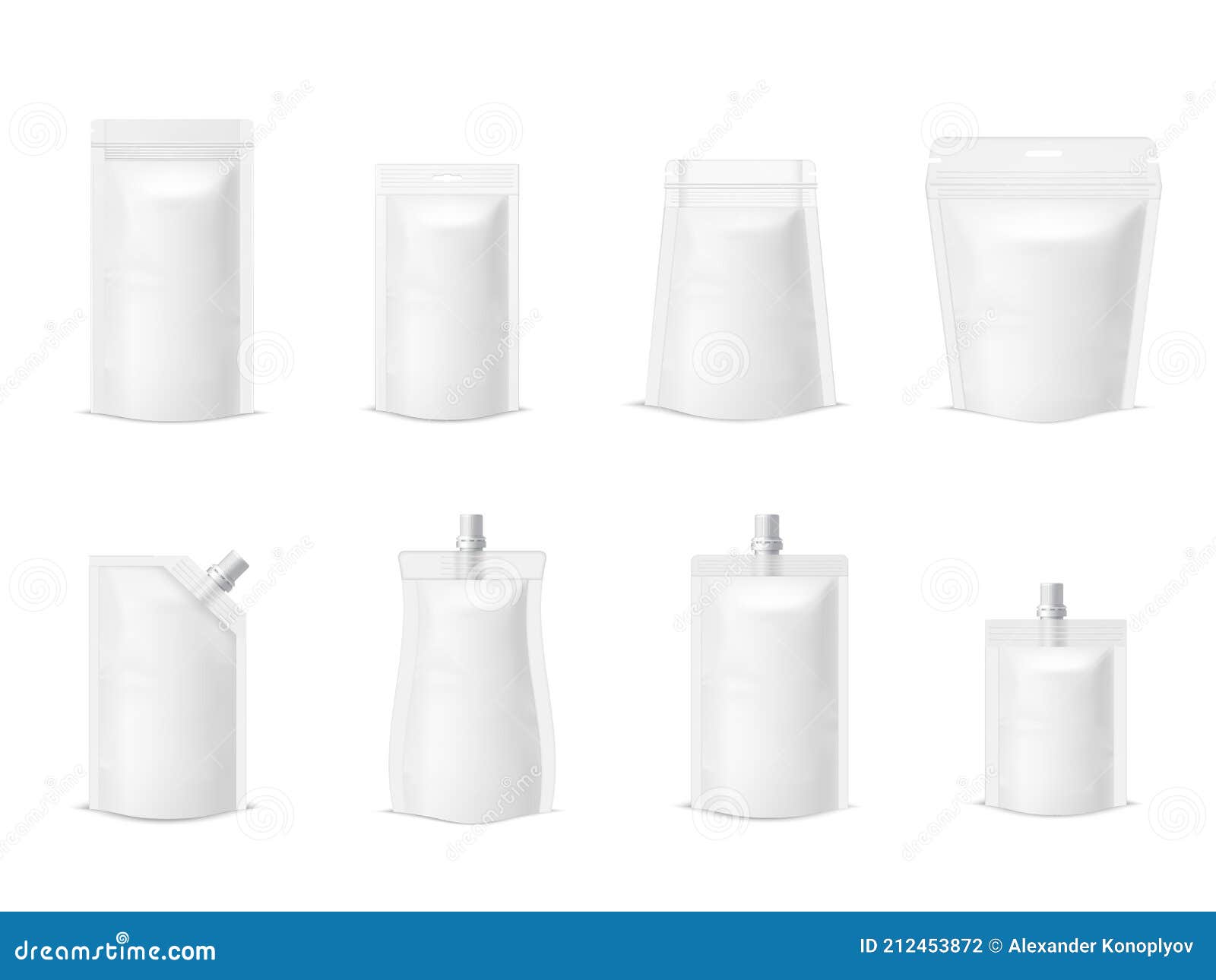 Collection Simple Plastic Paper Doy Pack Mock Up Packaging Vector ...