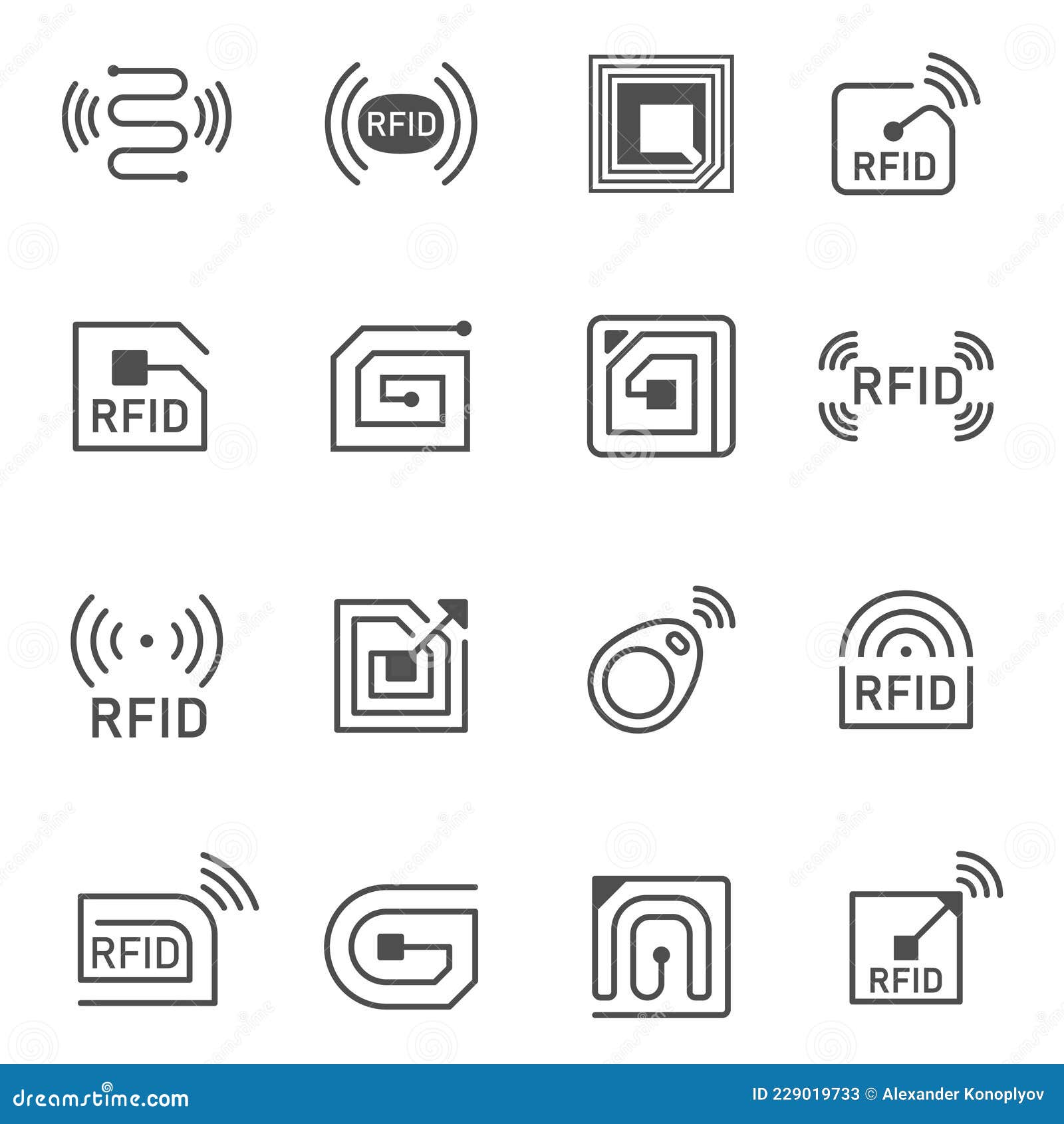 Collection Of Simple Radio Frequency Identification Icon Vector Illustration Stock Vector