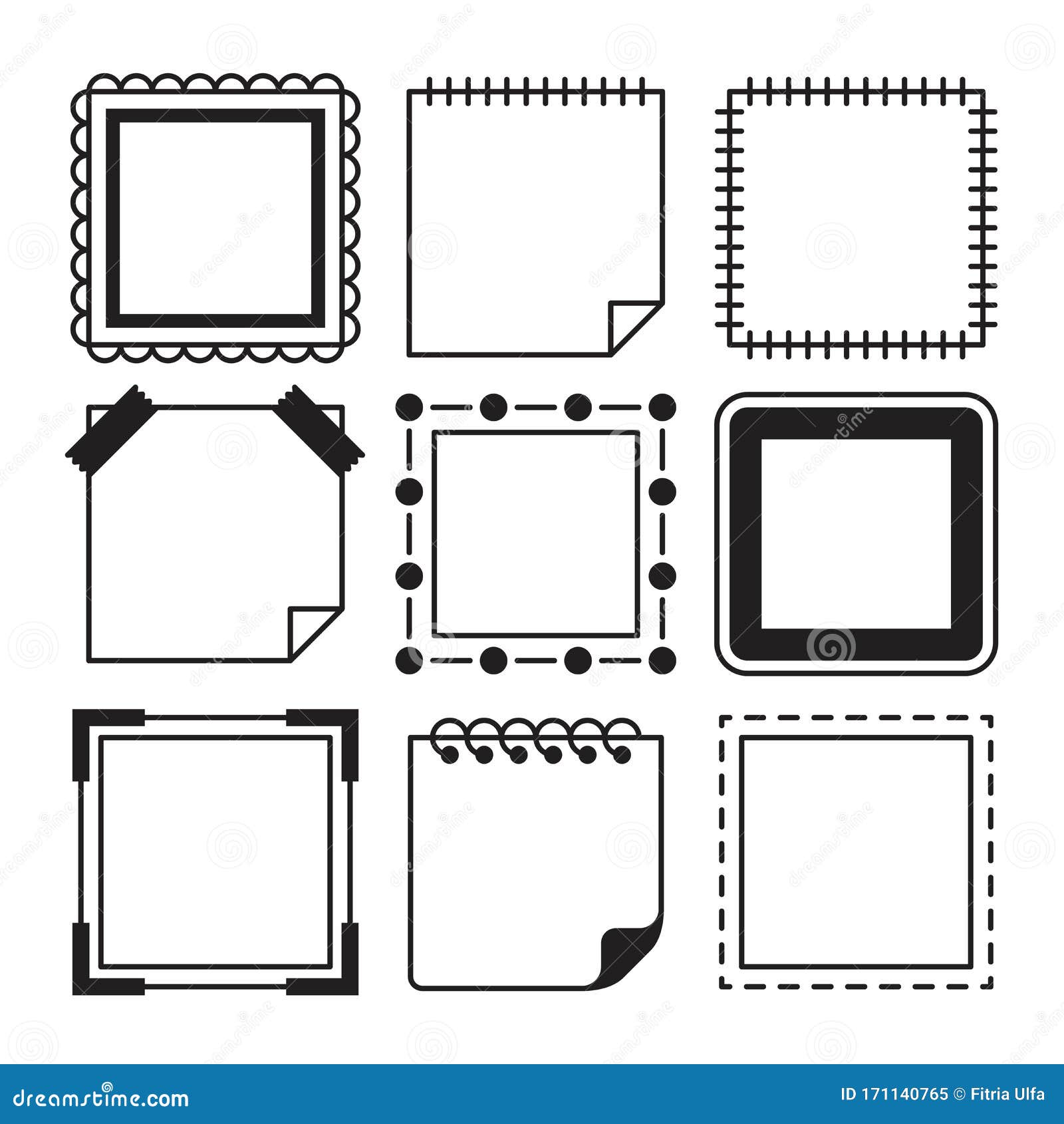 Collection of Simple Square Frame and Memo Logo with Different Shapes ...