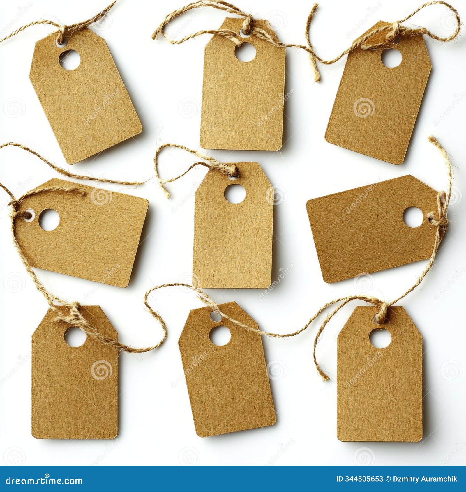 A Collection of Six Blank Tags with Strings, Ideal for Labeling or ...