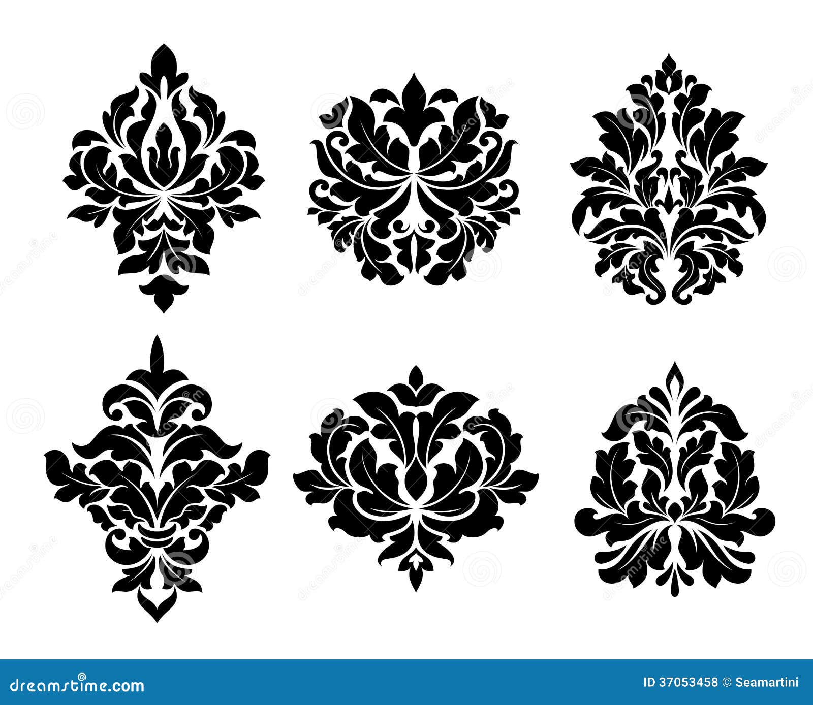 Collection of Six Different Arabesque Designs Stock Vector ...