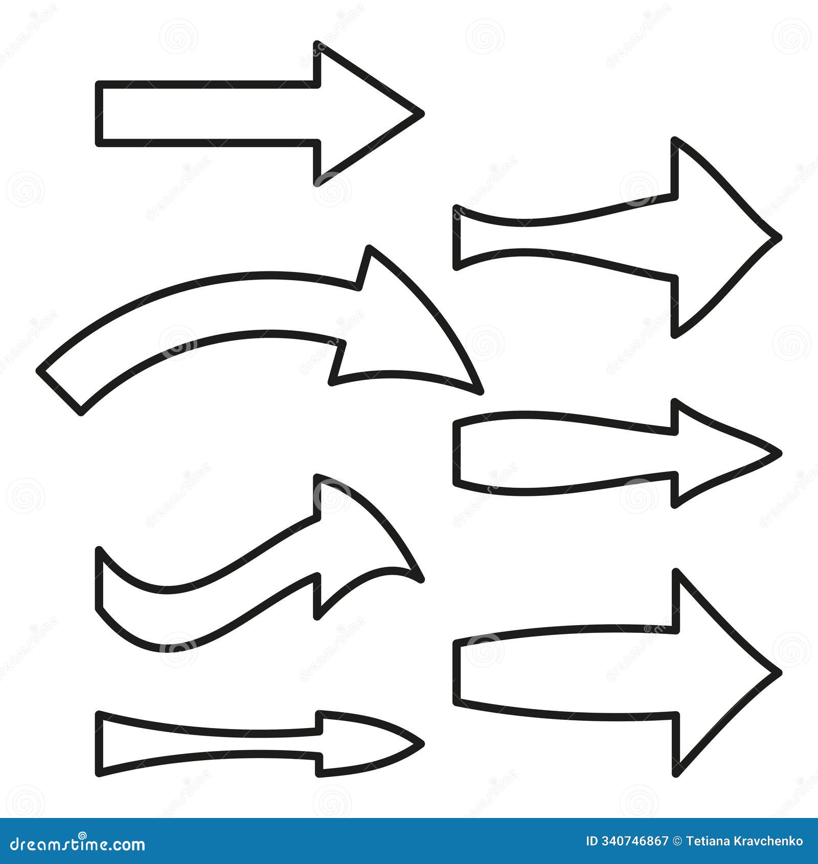 Collection of Six Different Arrow Designs in Various Directions, Ideal ...