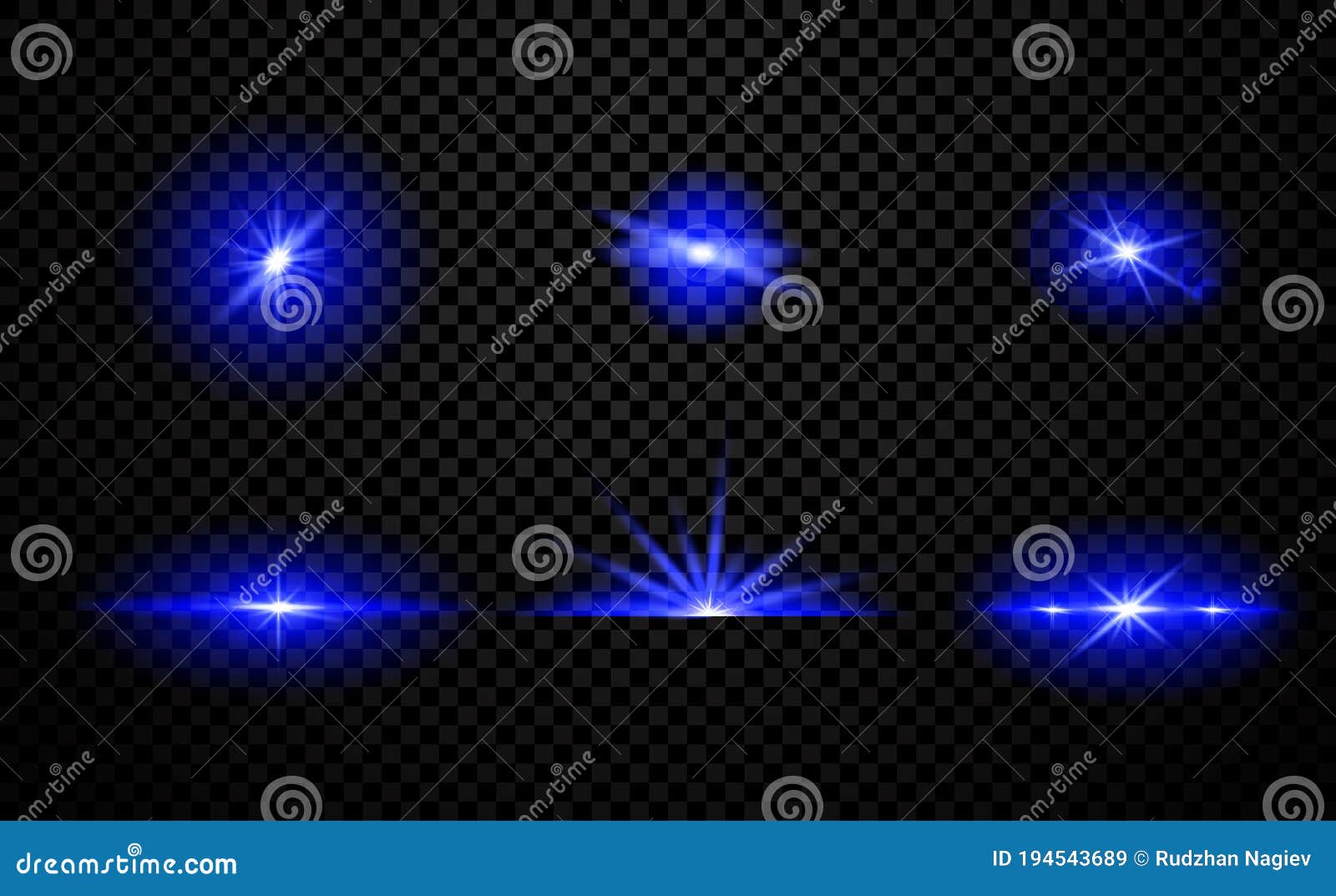 Collection of Blue Light Effects with Beams Stock Vector - Illustration ...