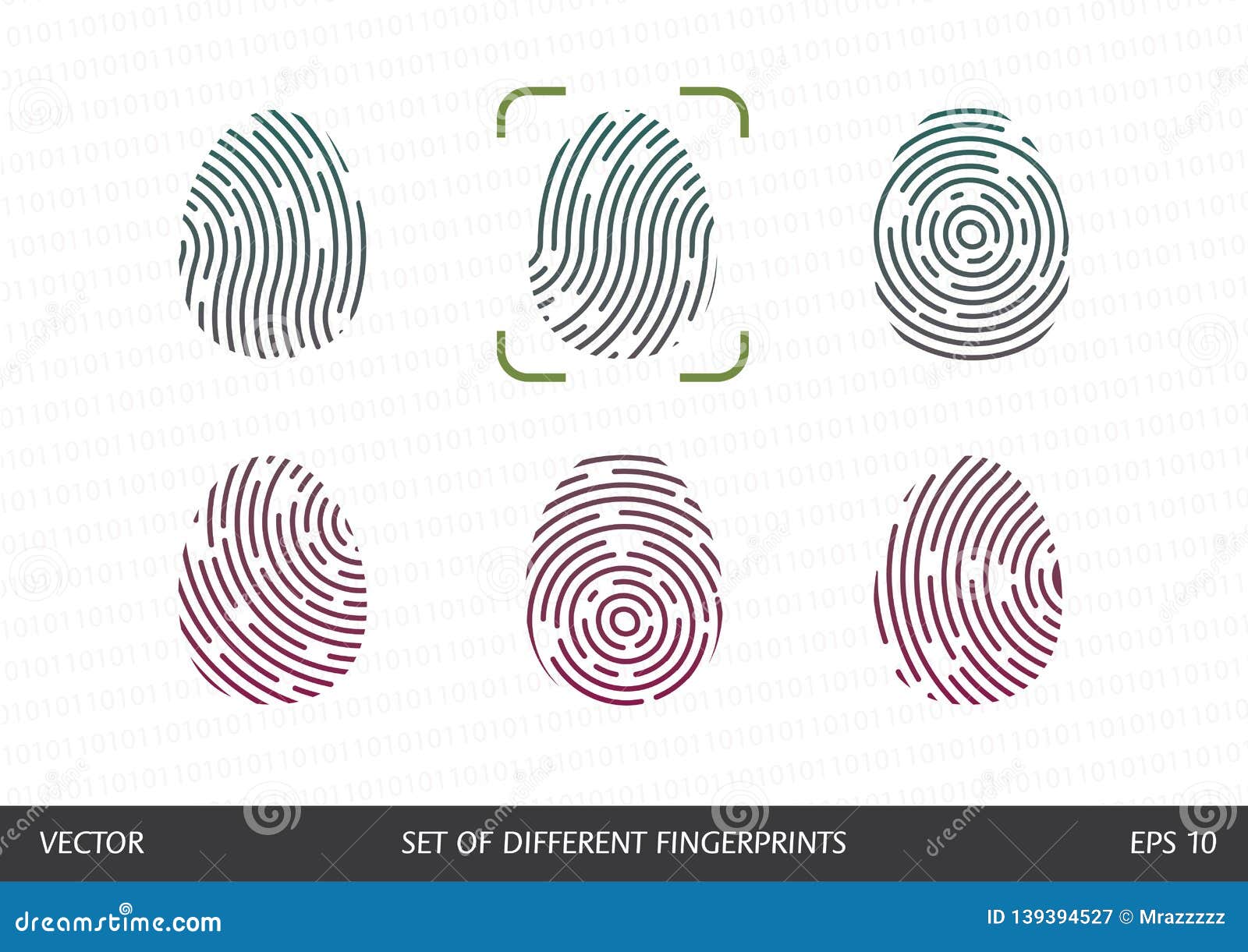 Set Of Different Fingerprints On Background, Top View Royalty-Free ...