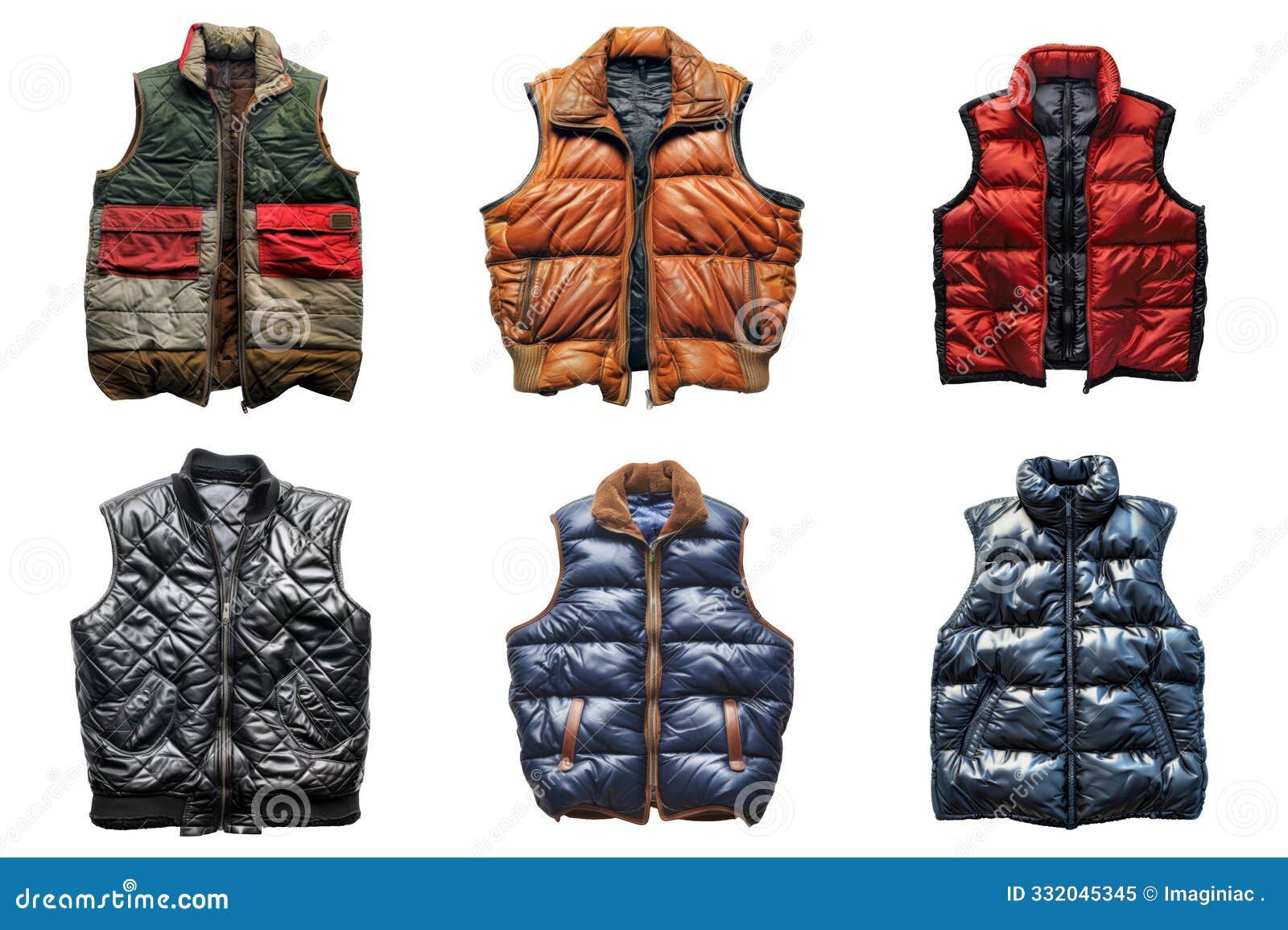 A Collection of Six Different Stylish Vests Stock Illustration ...