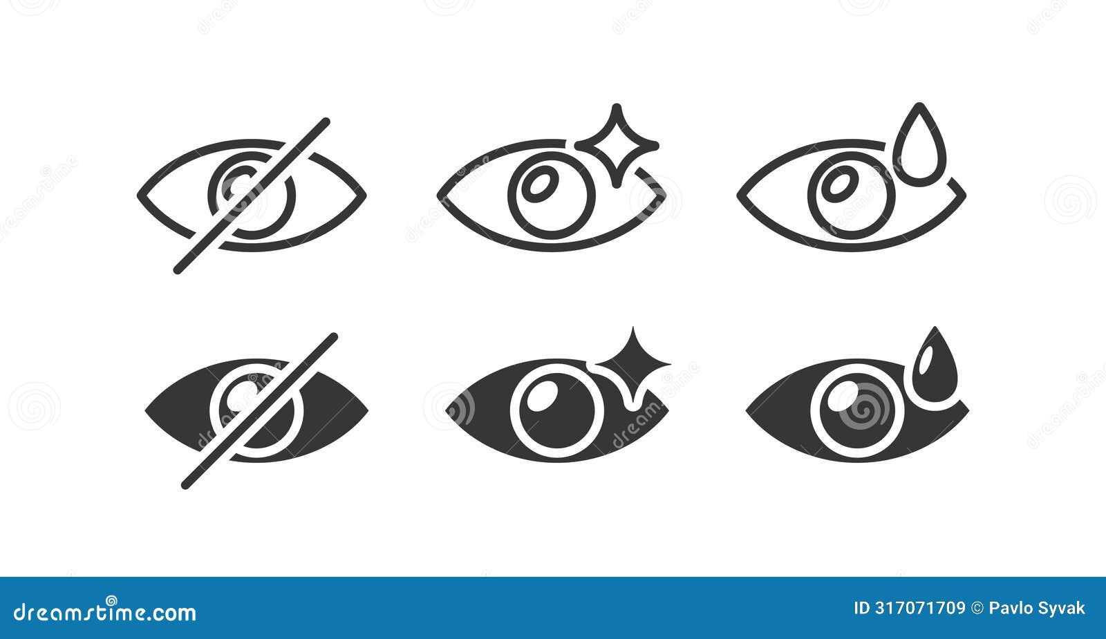 Collection of Six Eye Icons Presented in Clean, Modern Designs. Vector ...