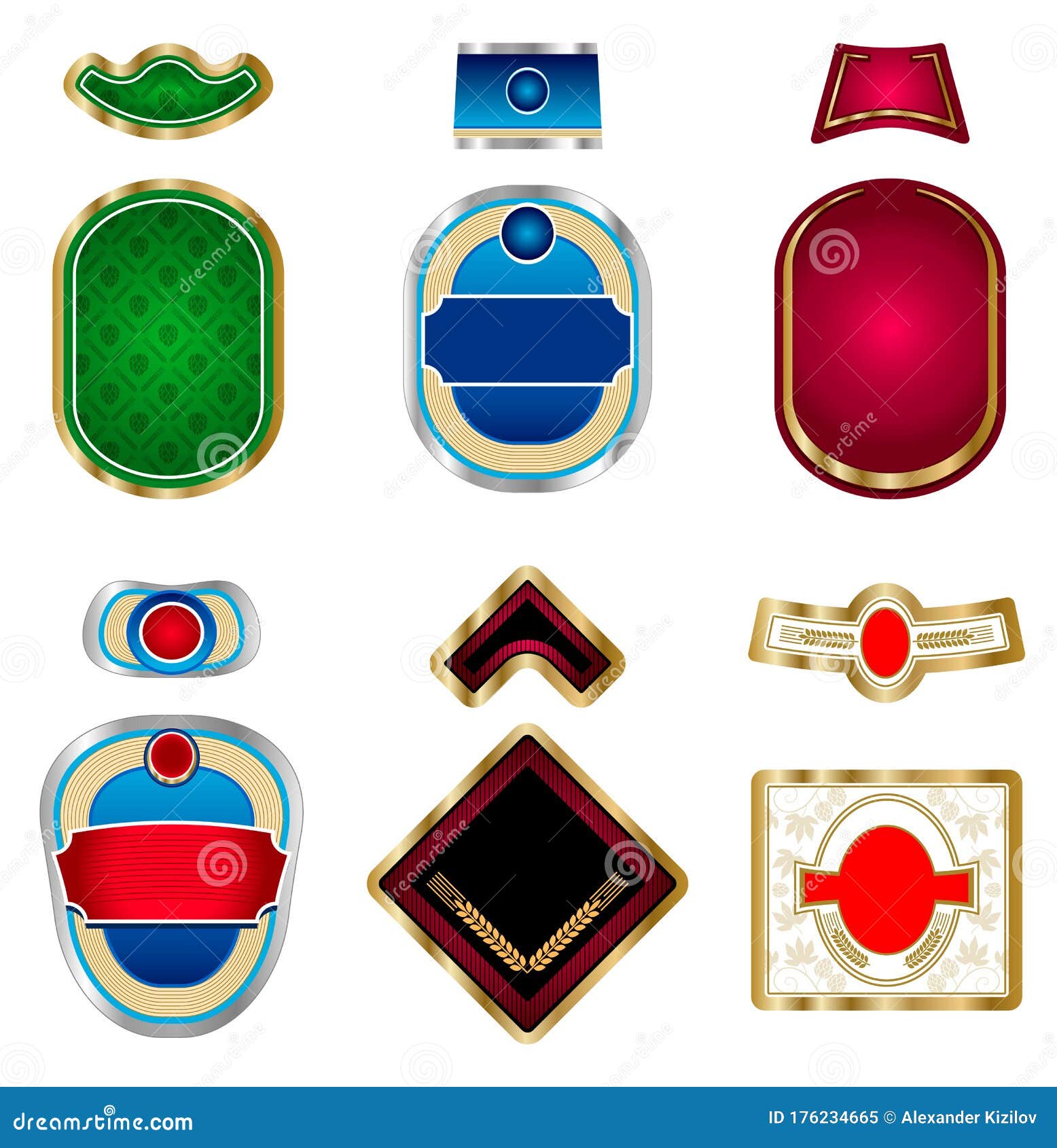 Beer Label Template With Neck Label. Set With 6 Labels. Cartoon Vector ...