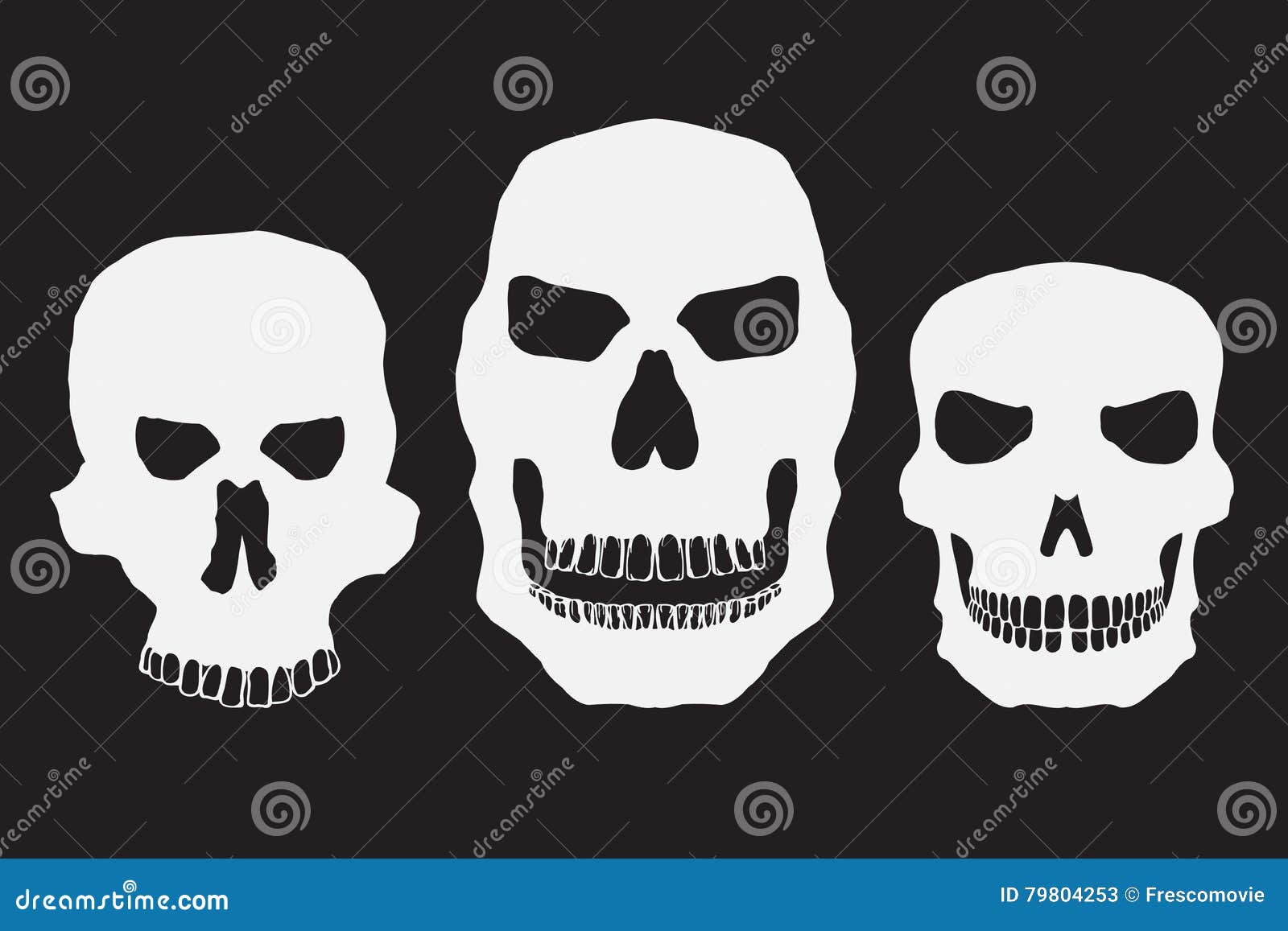 Collection of skulls stock vector. Illustration of isolated - 79804253
