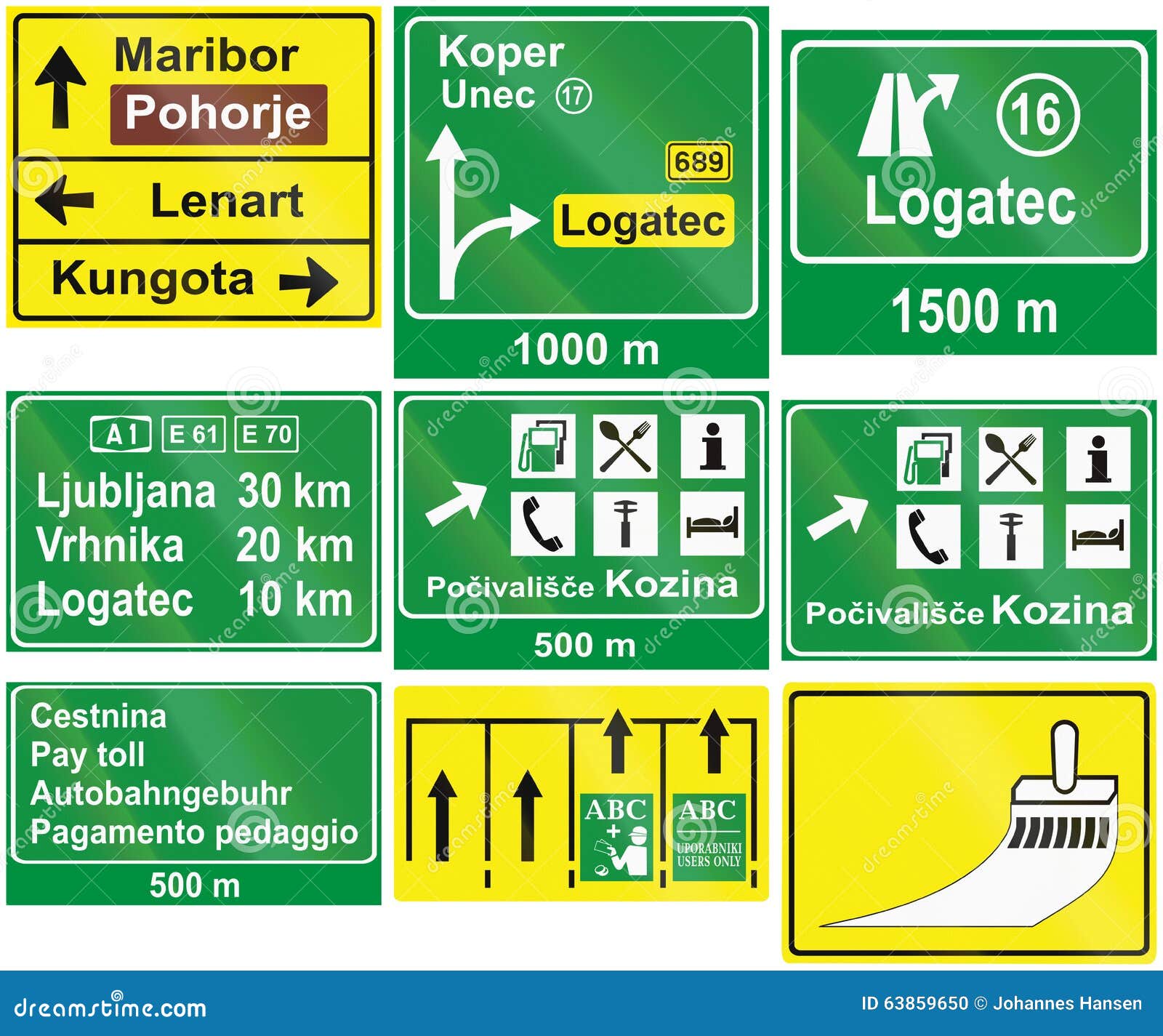 Collection Of Slovenian Guide Road Signs Royalty-Free Stock Photo ...