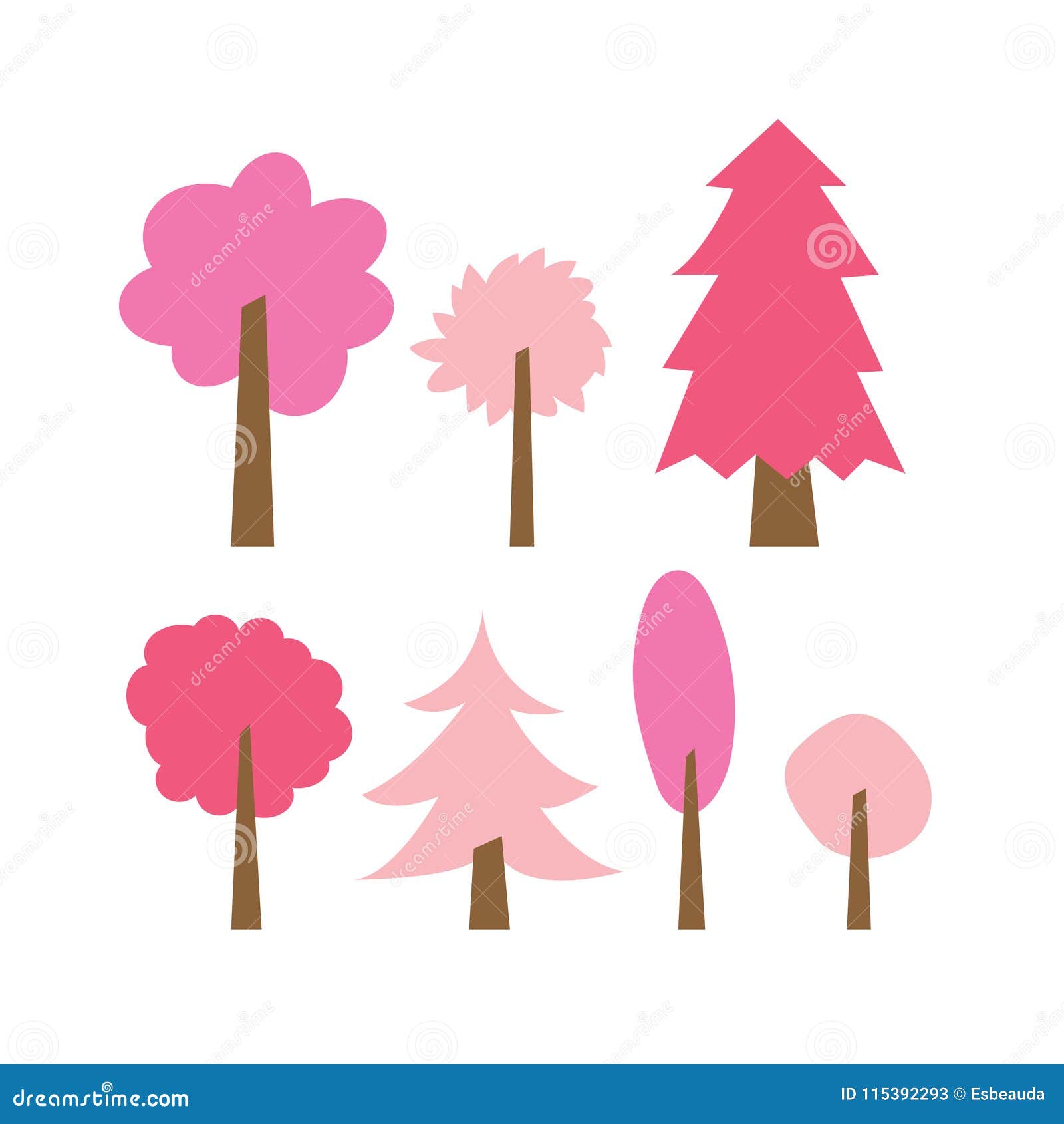 Small Cute Modern Cartoon Tree Stock Vector - Illustration of season ...