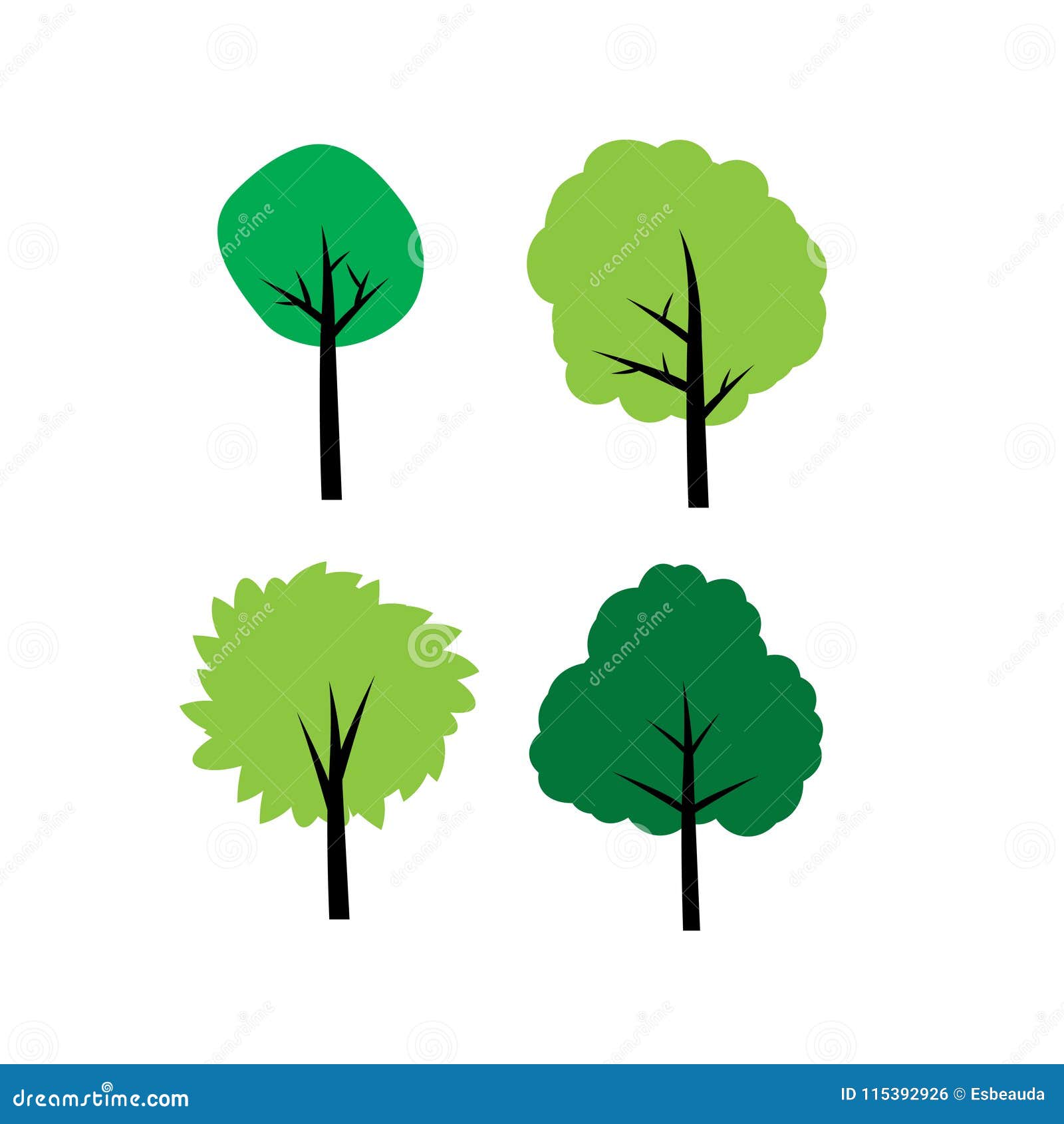 Small Cute Modern Cartoon Tree Stock Vector - Illustration of element ...