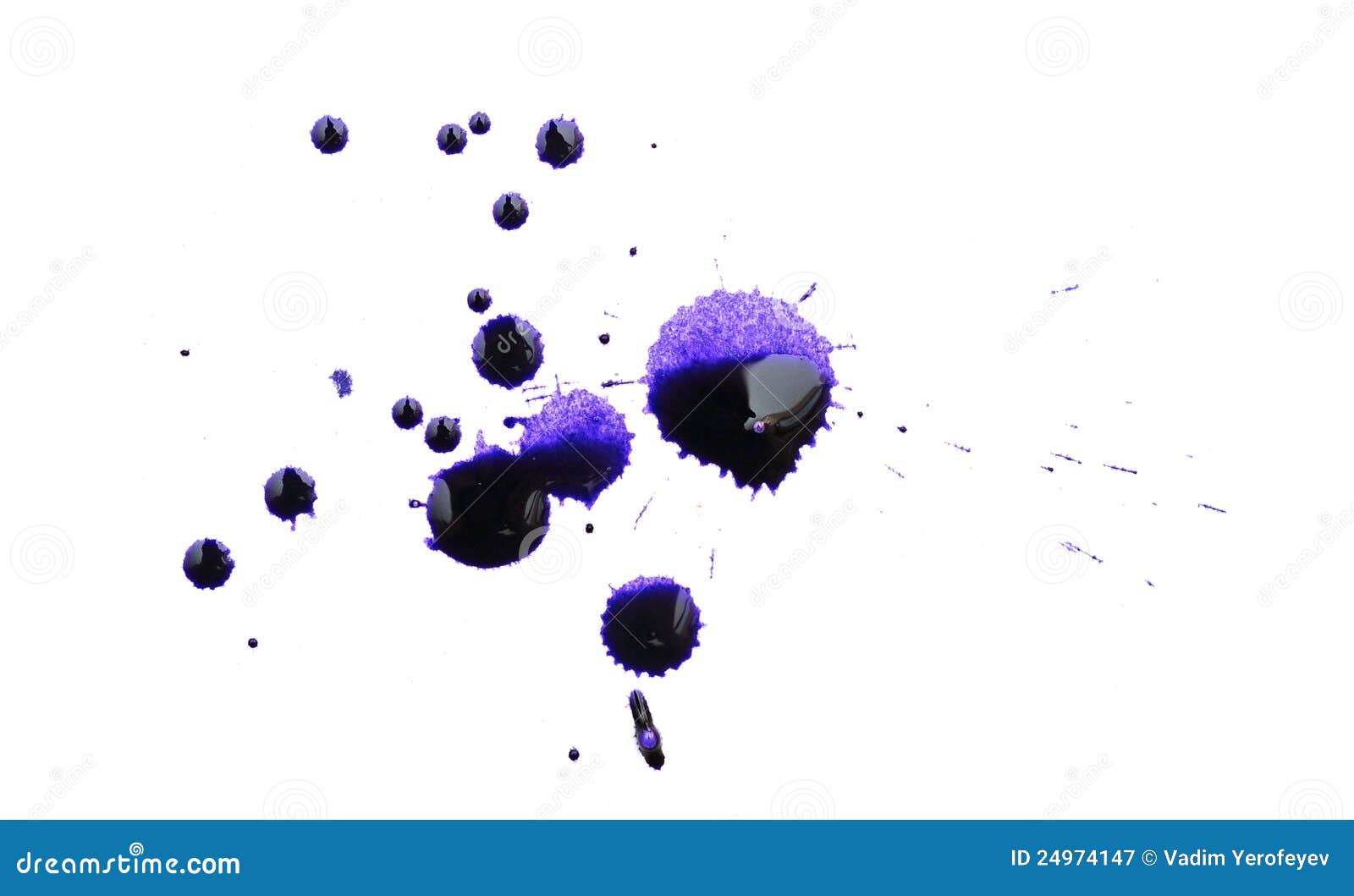 Collection of Small and Large Blue Dried Ink Spots Stock Image - Image ...
