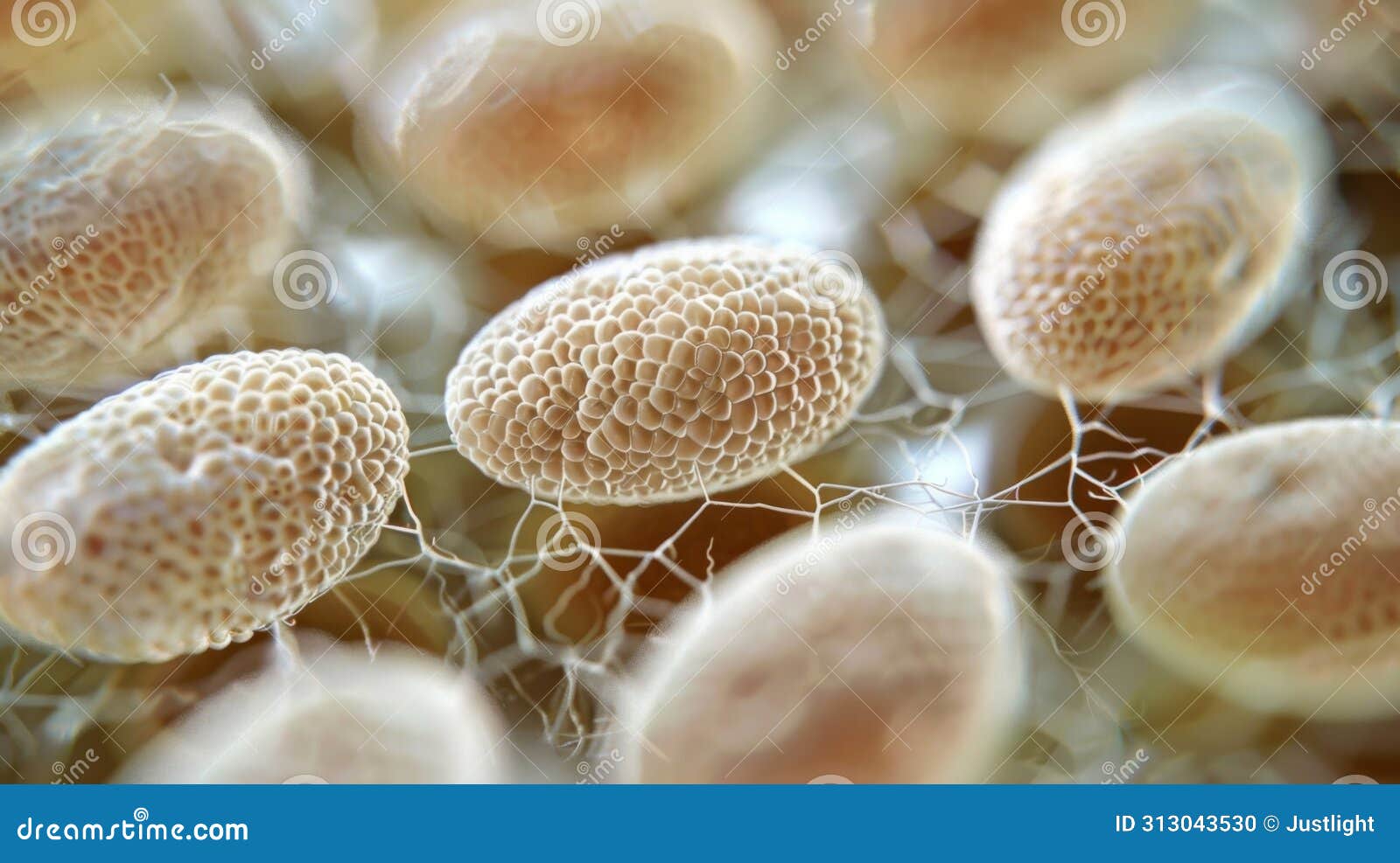 A Collection of Small Ovalshaped Eggs with a Bumpy Surface and a Light ...