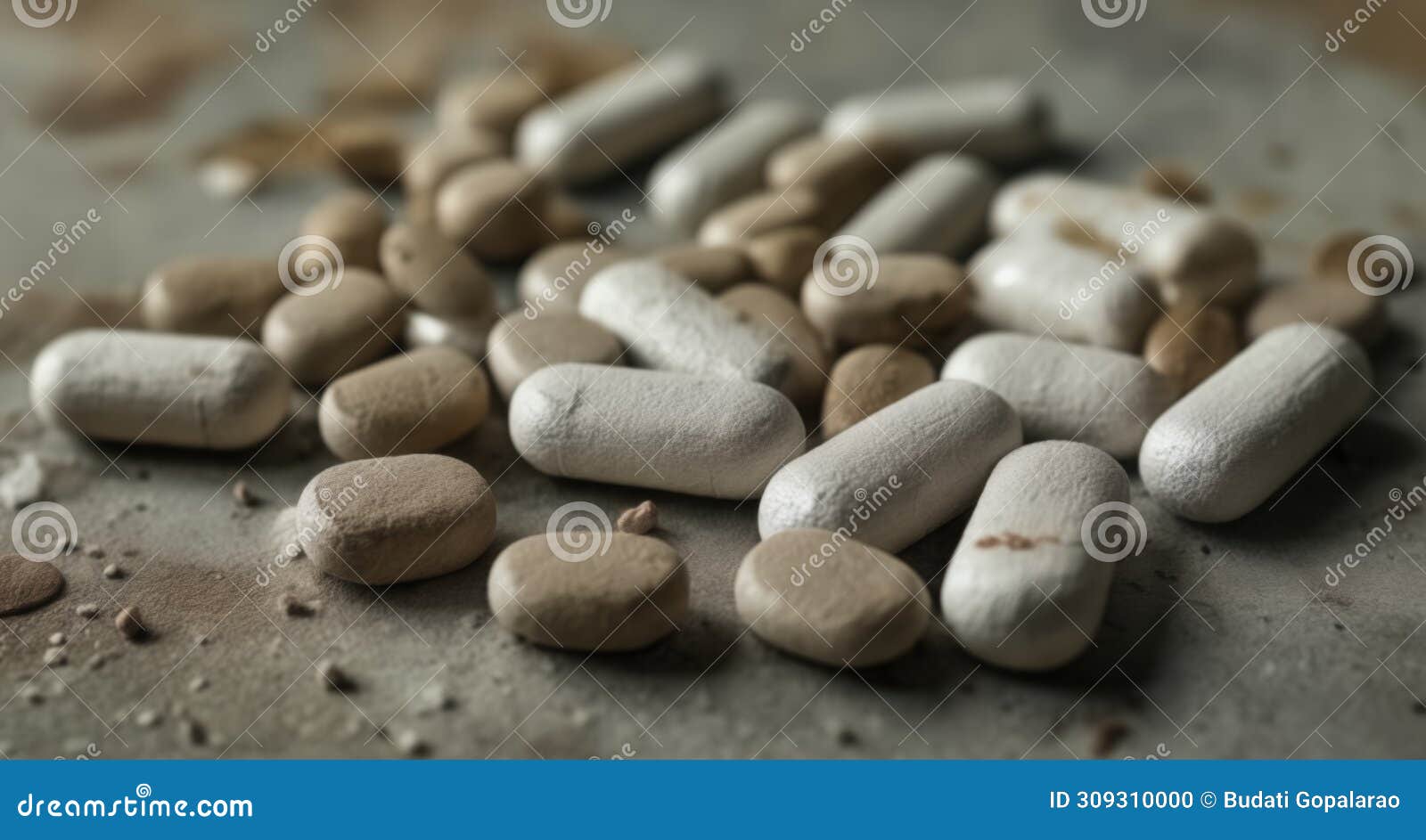 A Collection of Small, Round Objects Scattered on a Surface Stock ...
