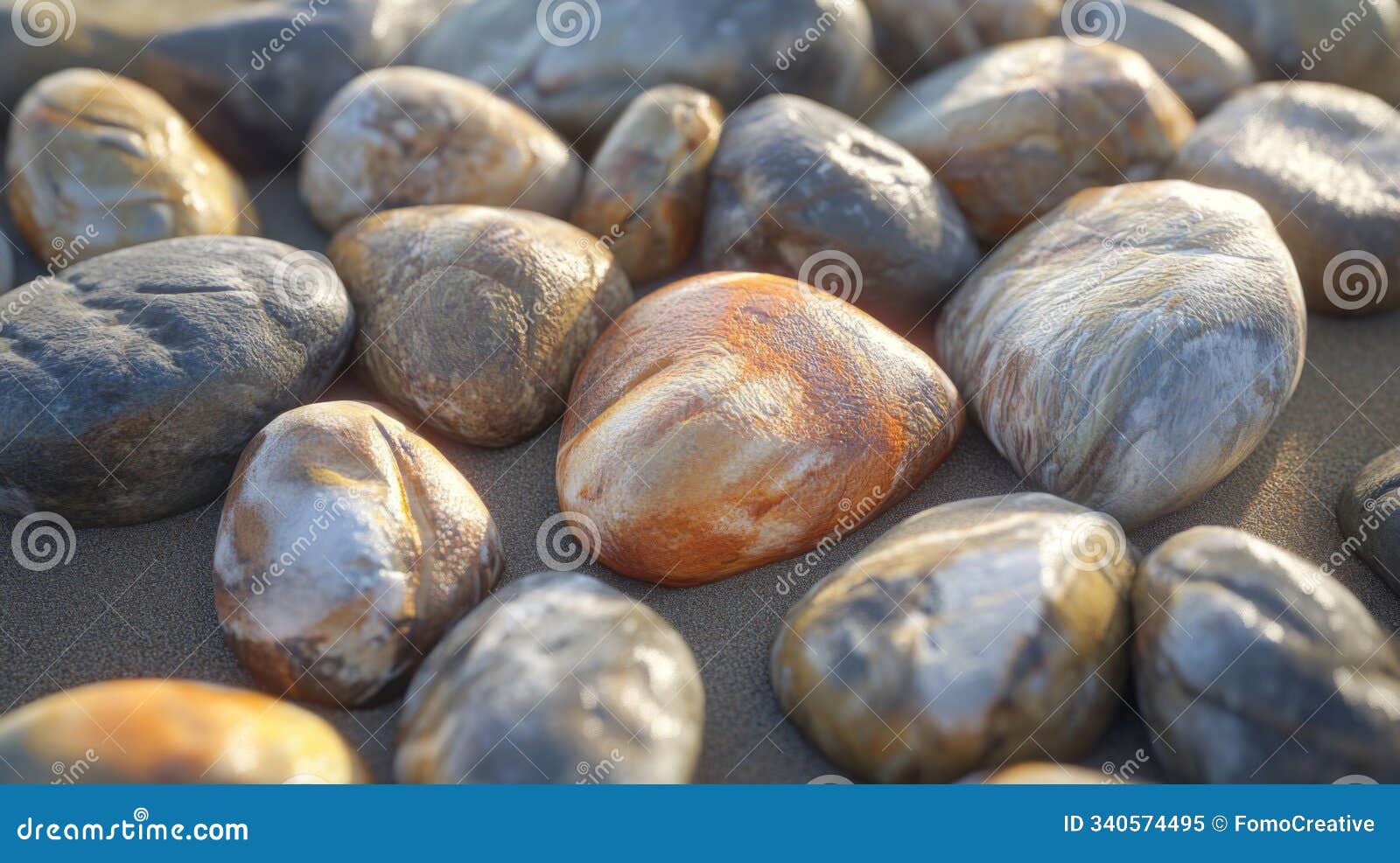 A Collection of Smooth, Colorful River Rocks Stock Illustration ...
