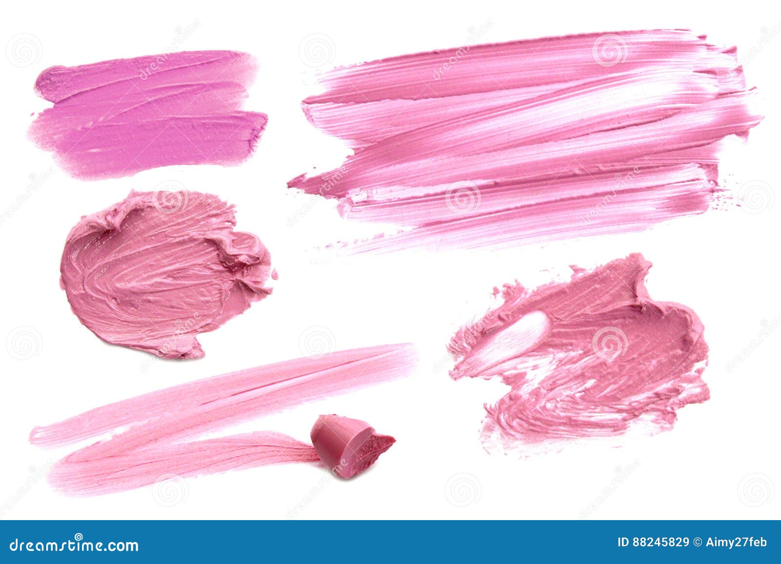 Collection of Smudged Lipsticks Isolated on White. Stock Image - Image ...