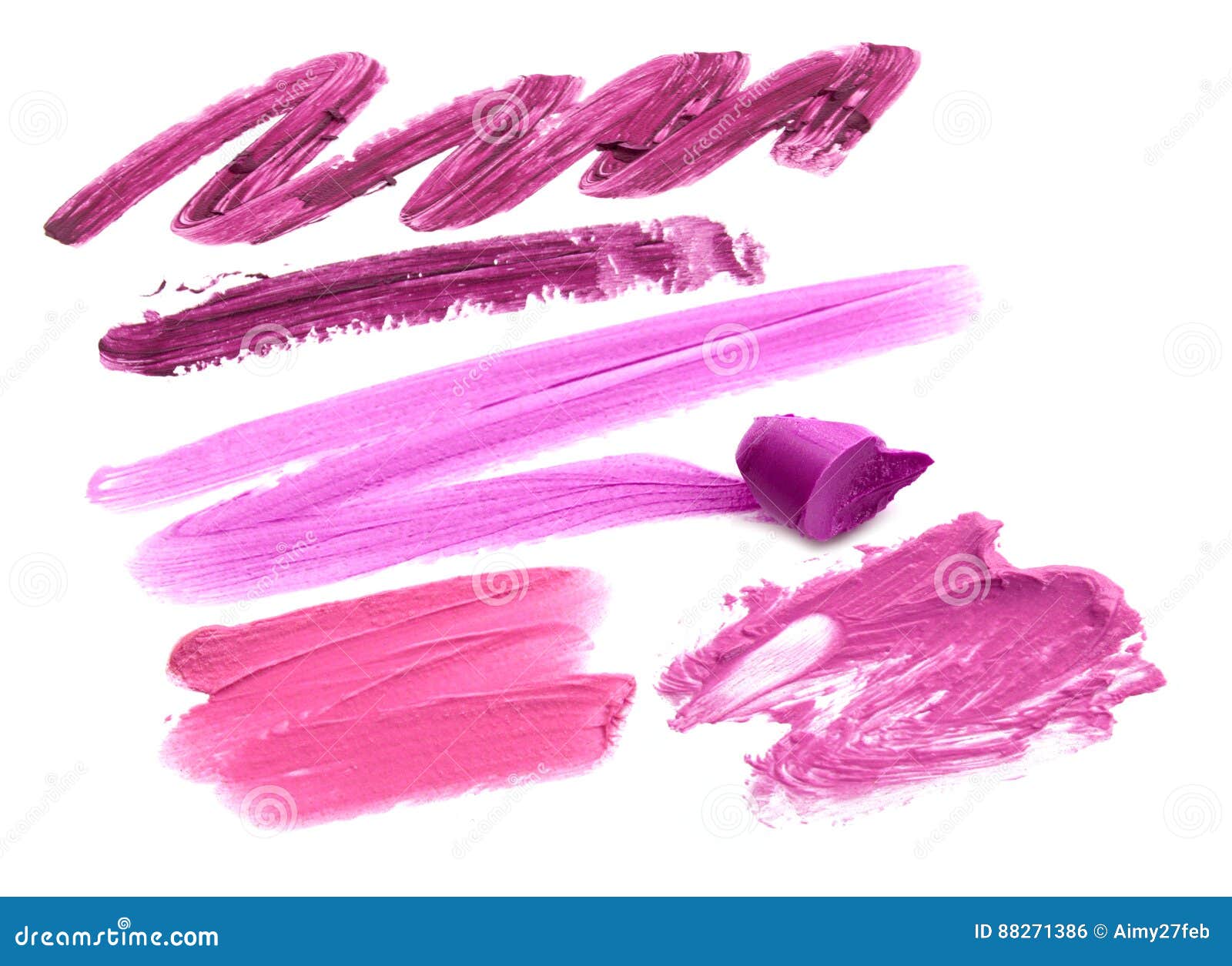 Collection of Smudged Lipsticks Isolated on White. Stock Photo - Image ...