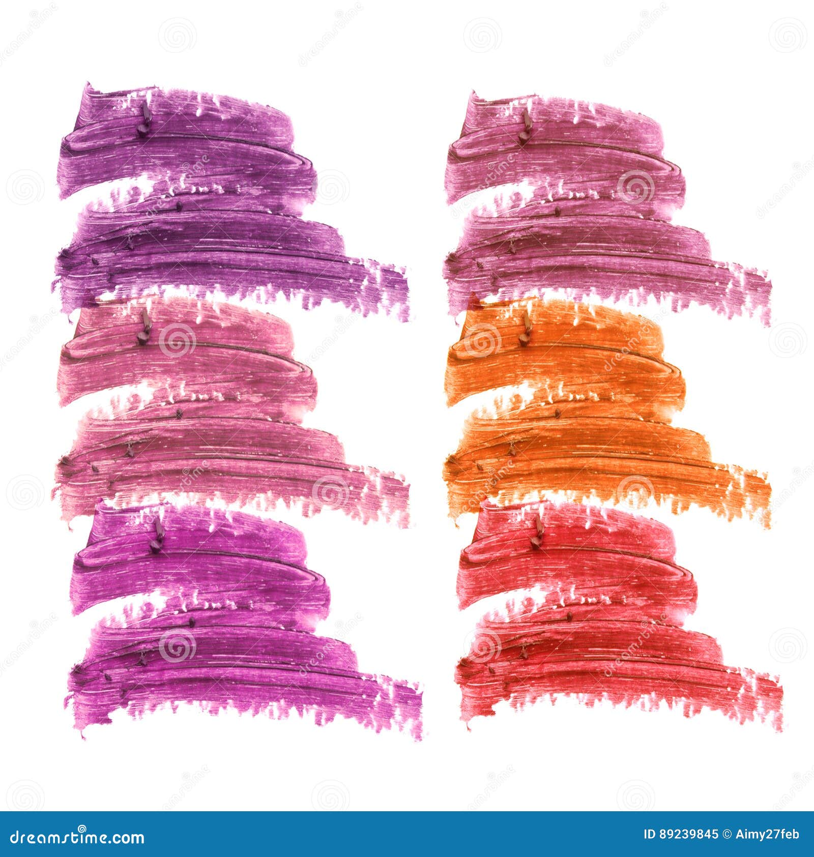 Collection of Smudged Lipsticks Isolated on White. Stock Image - Image ...