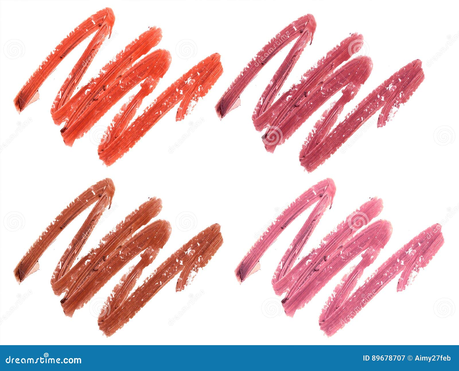 Collection of Smudged Lipsticks Isolated on White. Stock Image - Image ...