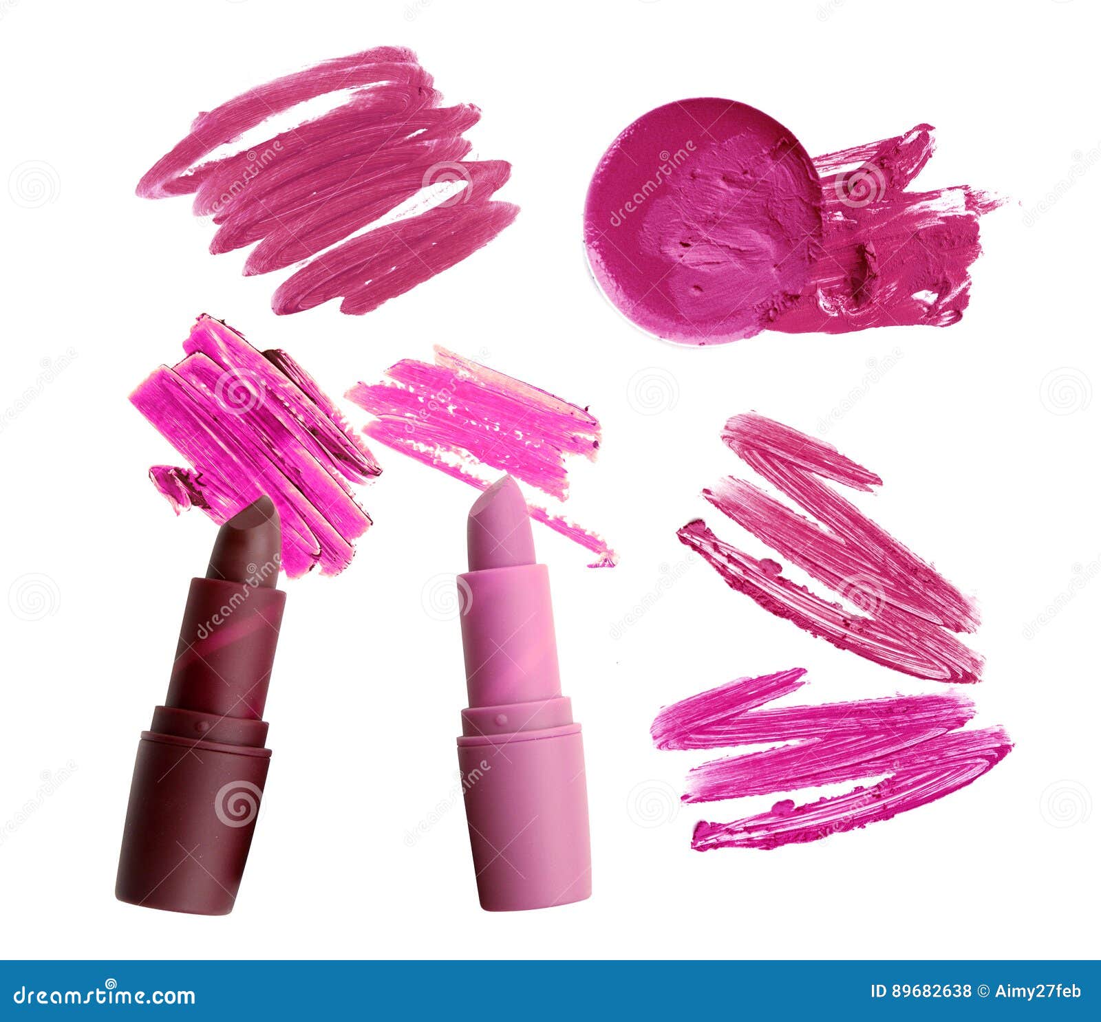 Collection of Smudged Lipsticks Isolated on White. Stock Photo - Image ...