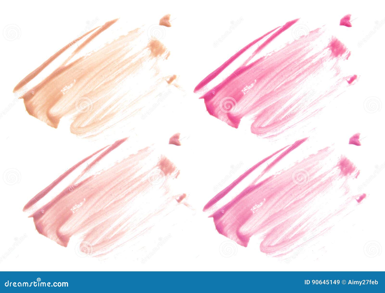 Collection of Smudged Lipsticks Isolated on White. Stock Image - Image ...
