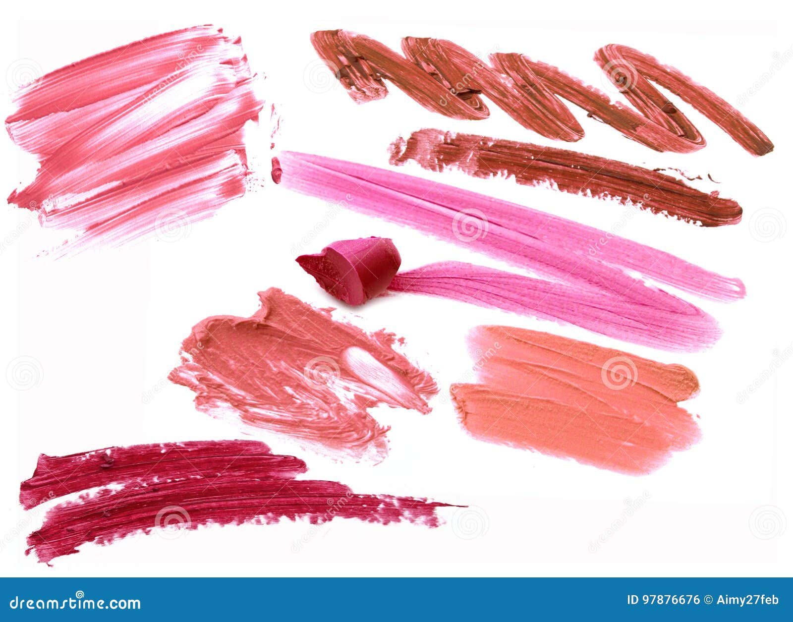 Collection of Smudged Lipsticks Isolated on White. Stock Photo - Image ...