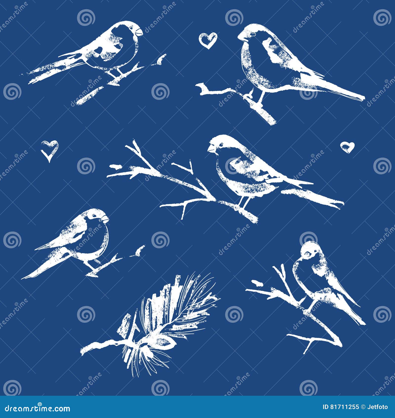 The Collection of Snow-covered Birds Stock Vector - Illustration of ...