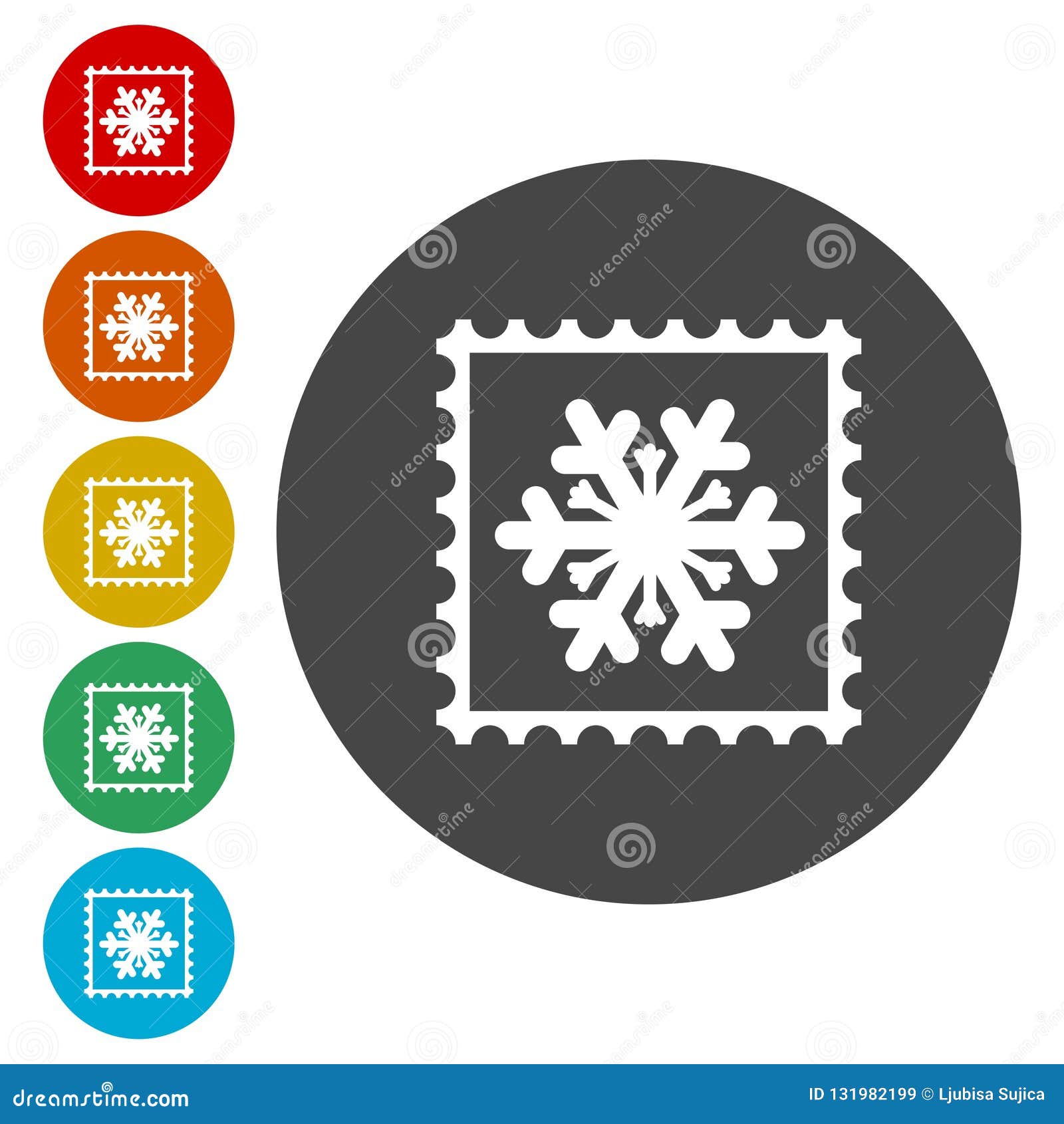 Collection of Snowflake Vector Postage Stamps Stock Vector ...