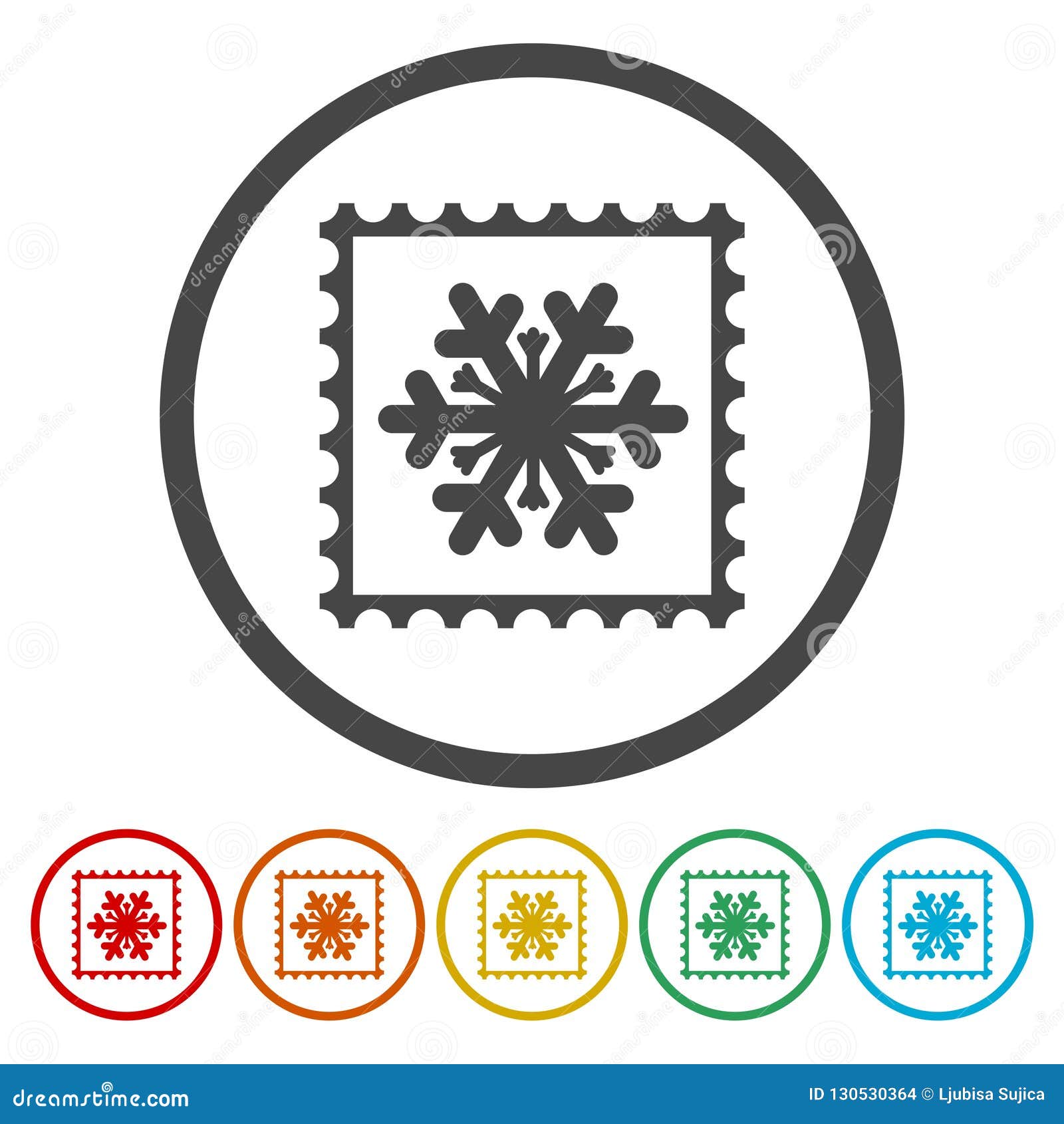 Collection of Snowflake Vector Postage Stamps Stock Vector ...