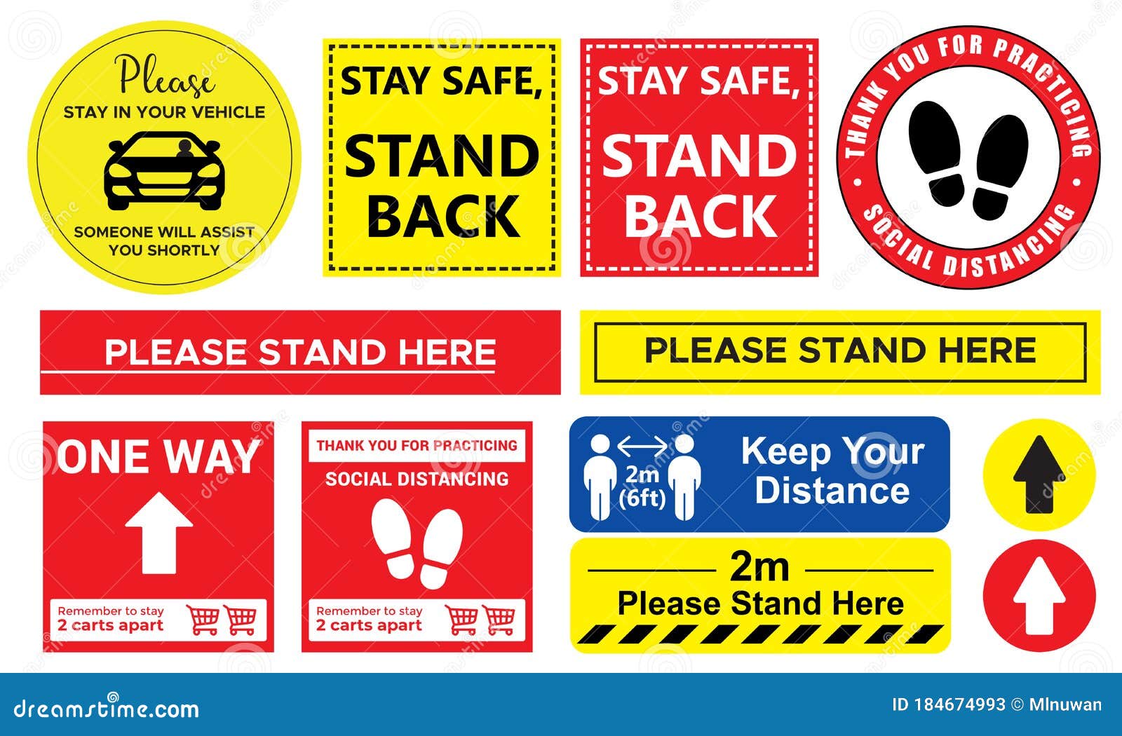 Collection of Social Distancing Graphic Signs Stock Vector ...