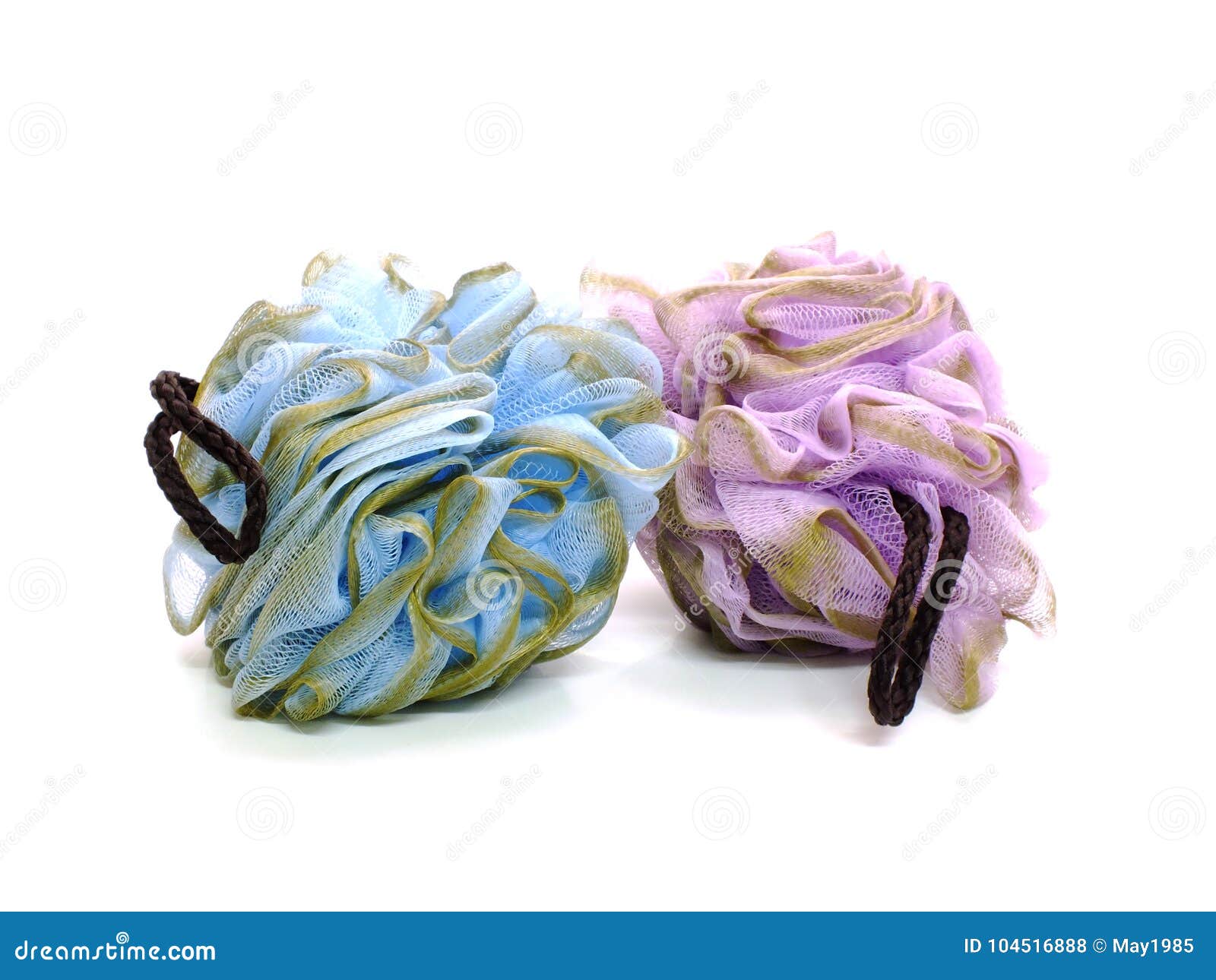 Soft Blue Bath Puff or Sponge on White Background; Stock Photo - Image ...