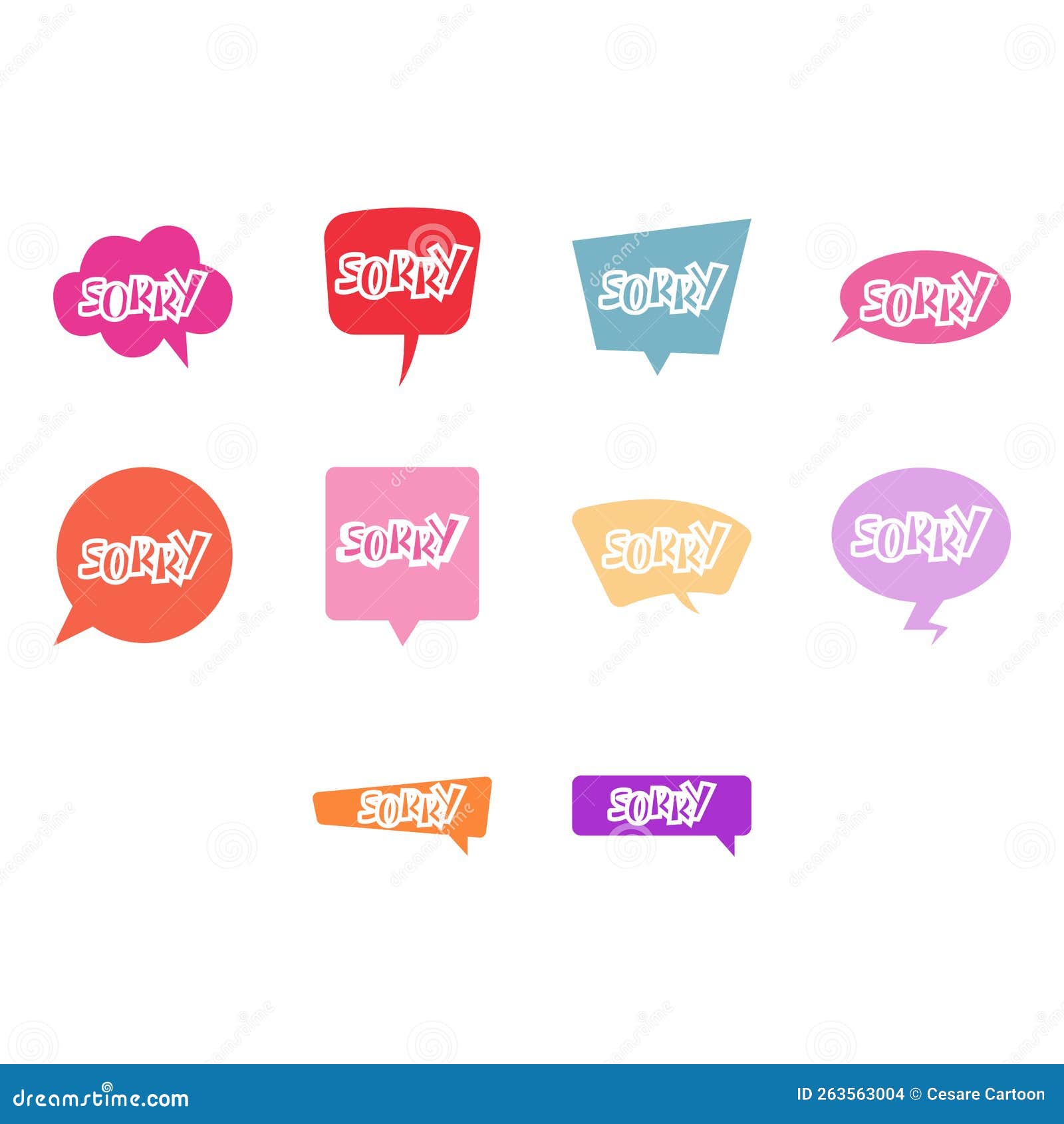 Sorry icon set stock vector. Illustration of sorry, speech - 263563004