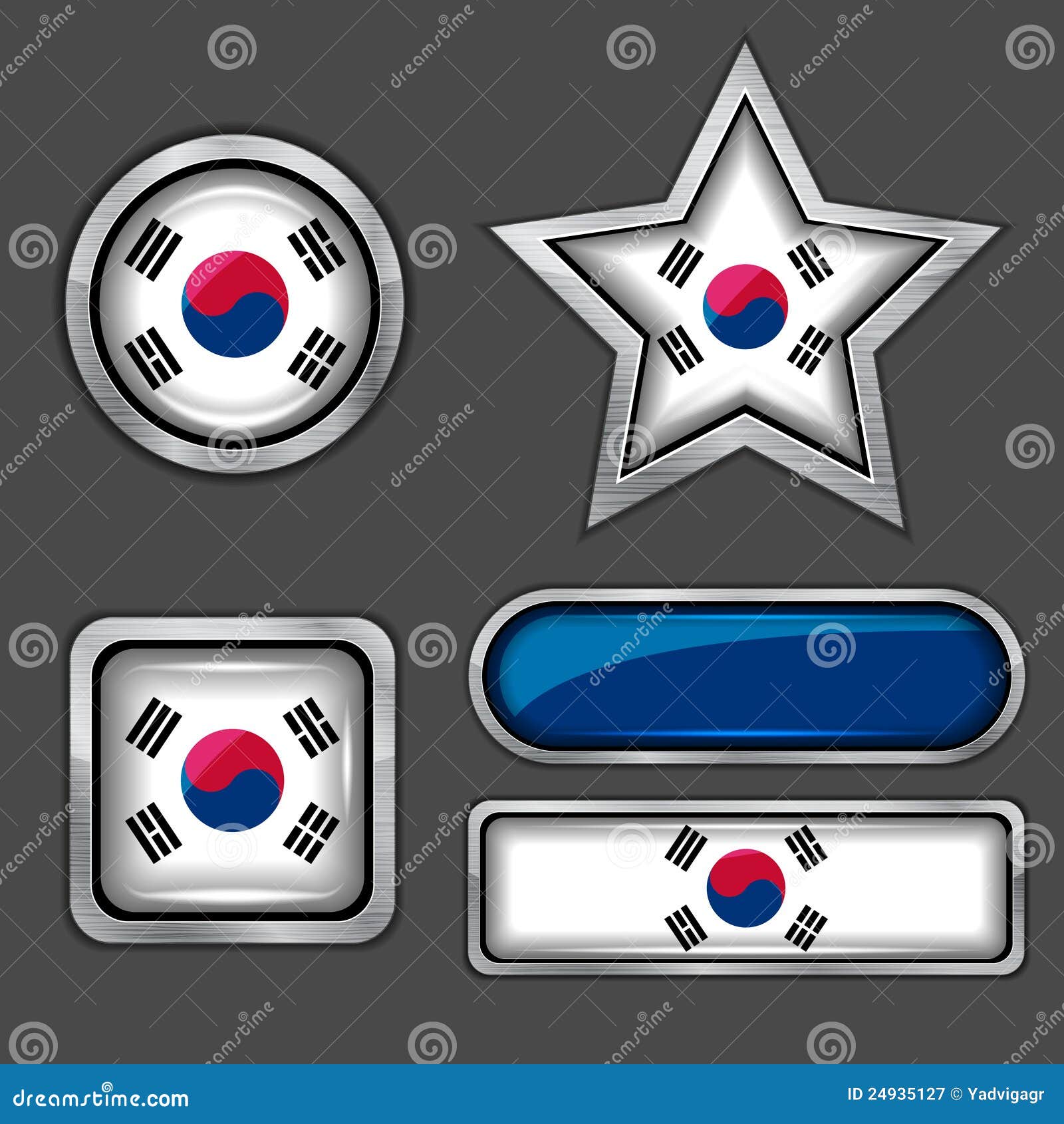 Collection of South Korea Flag Icons Stock Vector - Illustration of ...