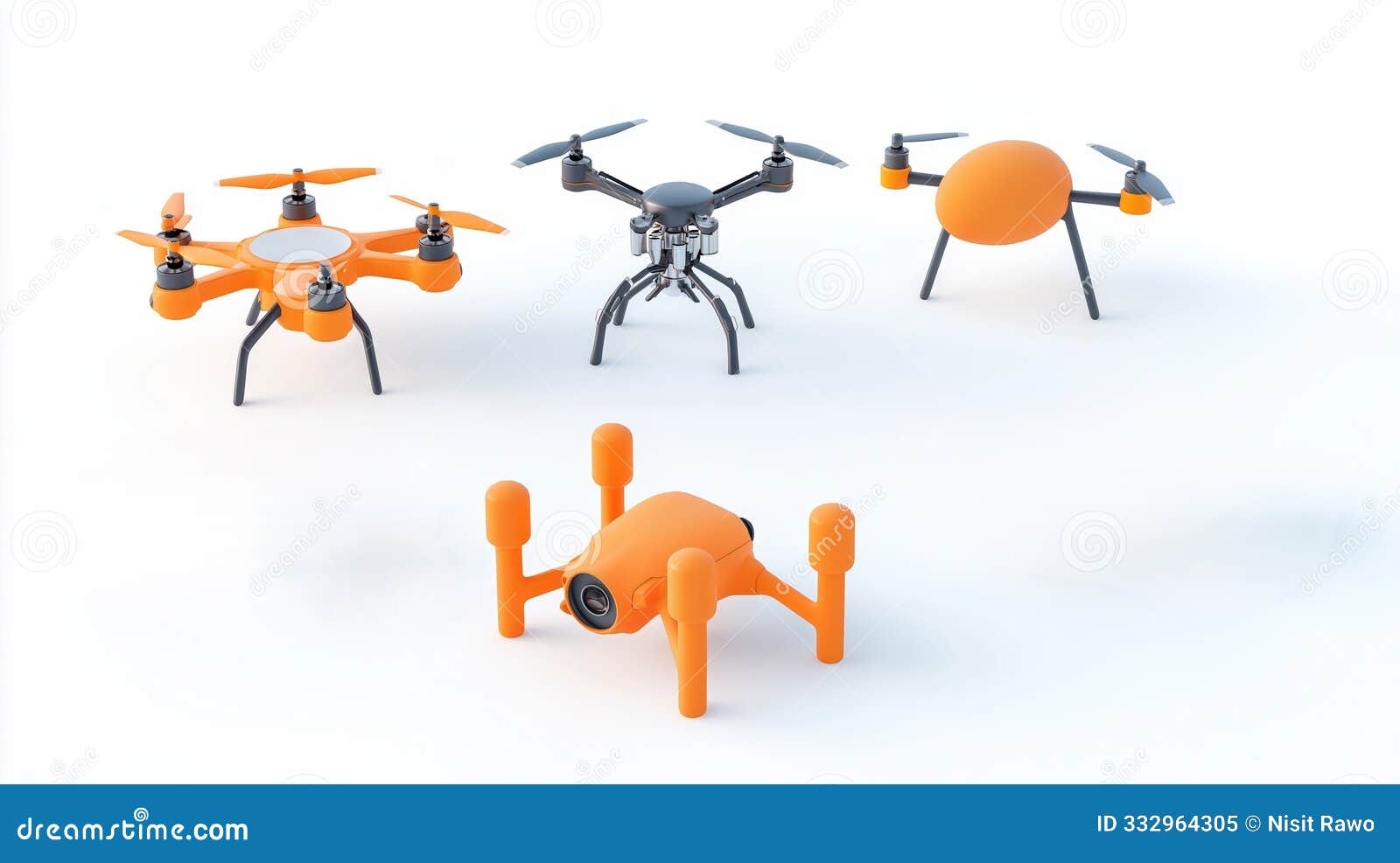 Collection of Space Exploration Drones, Isolated on White, 3D ...