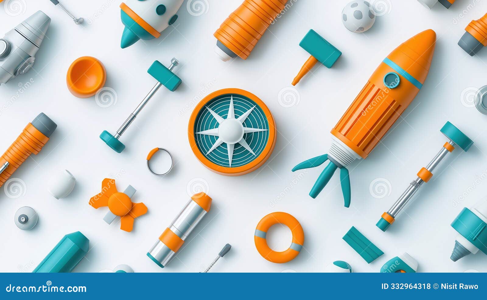 Collection of Space Navigation Tools, Isolated on White Background, 3D ...