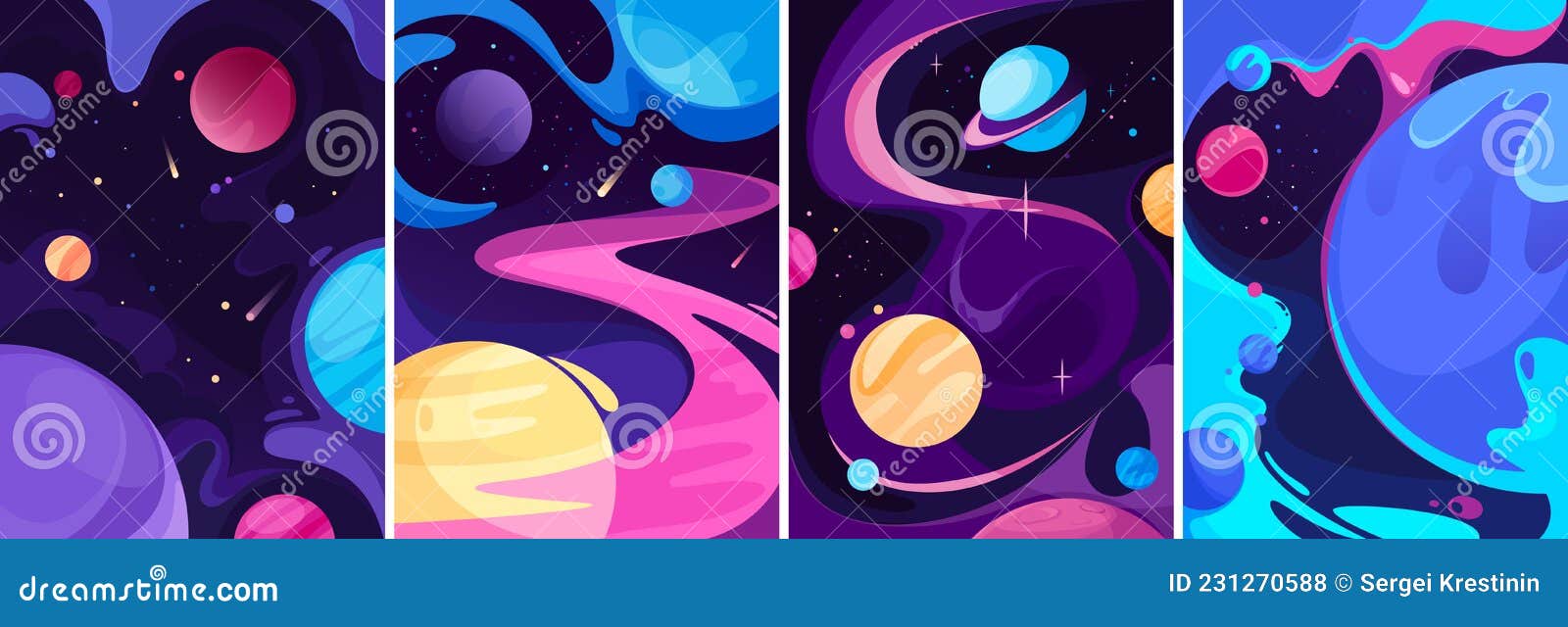 Collection of Space Posters. Stock Vector - Illustration of print ...