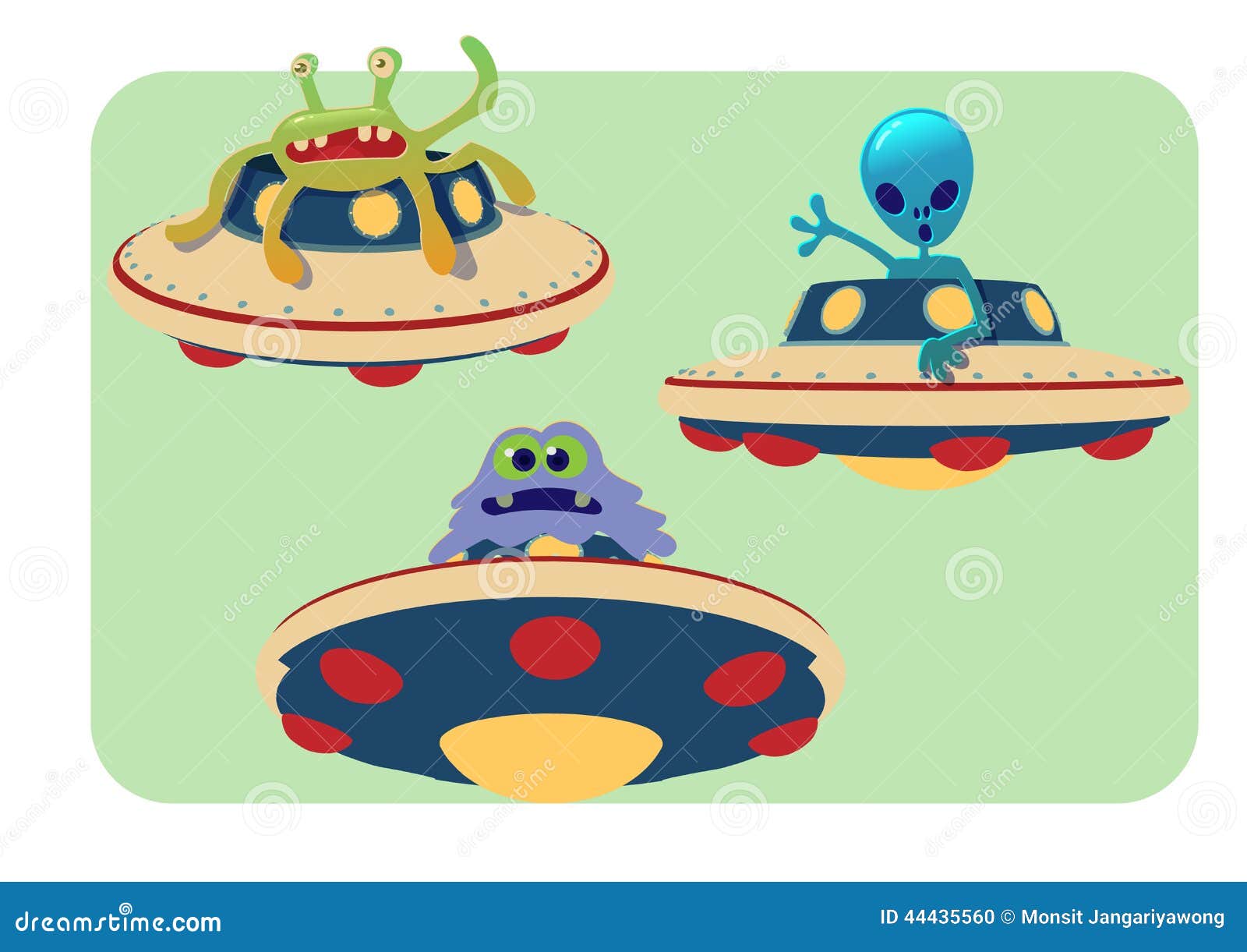Collection of Spaceship and Alien Stock Vector - Illustration of flying ...