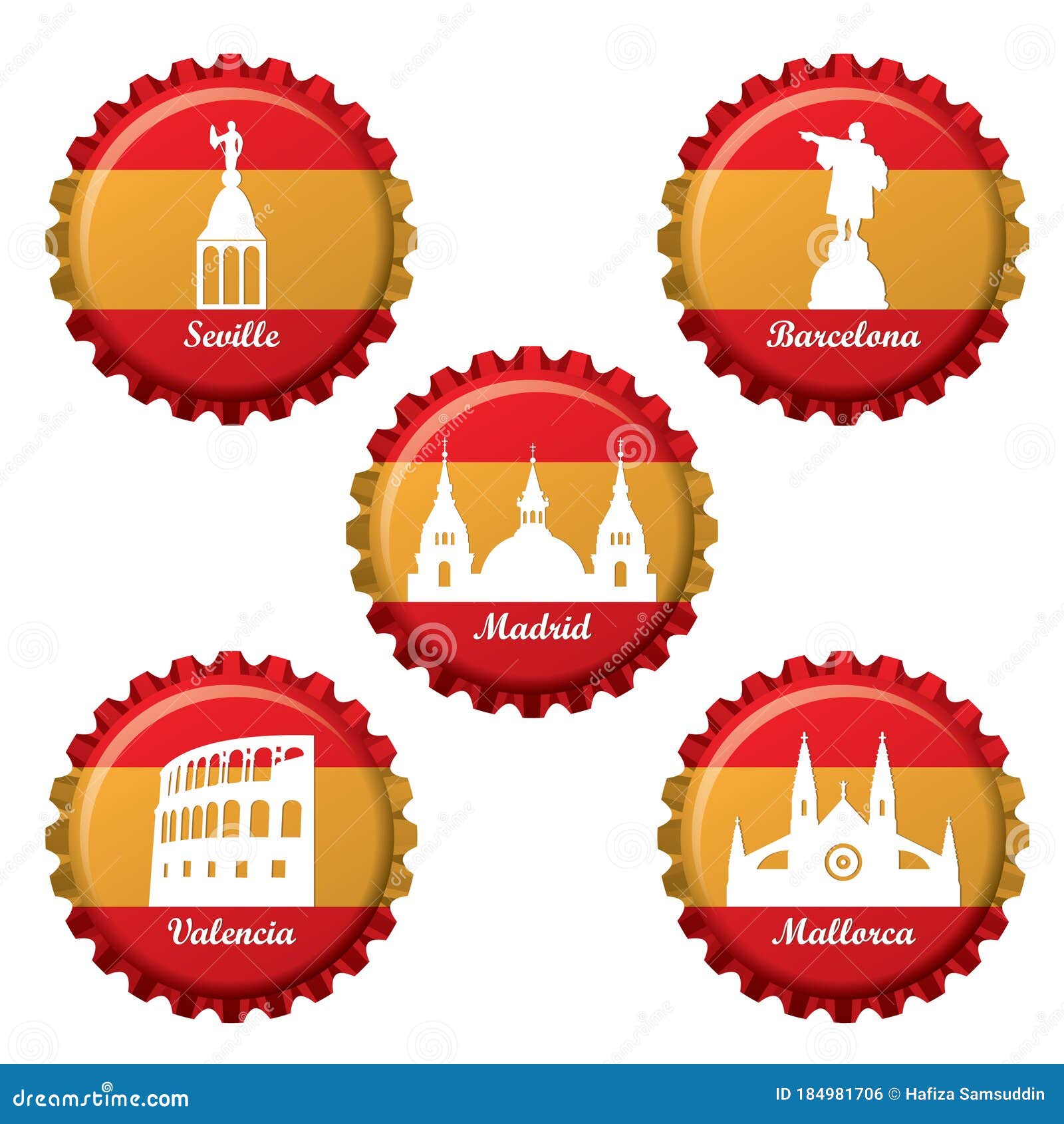 Set Of Spain Map With Landmarks. Vector Illustration Decorative Design ...