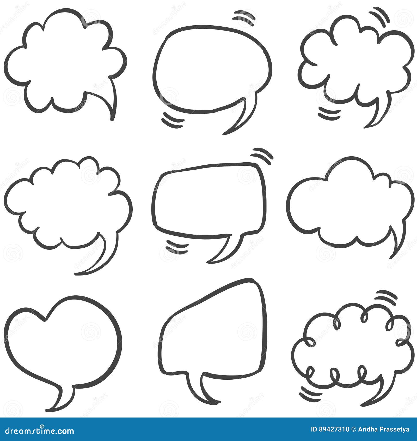 Collection Speech Bubble Doodle Style Stock Vector - Illustration of ...