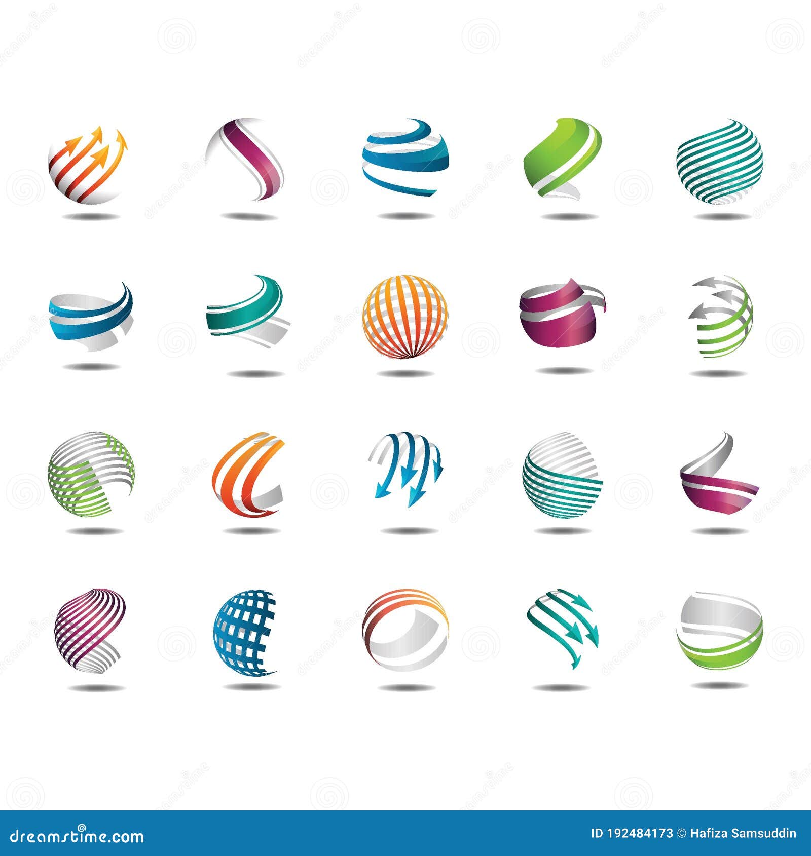 Collection of Spherical Logo Elements. Vector Illustration Decorative ...