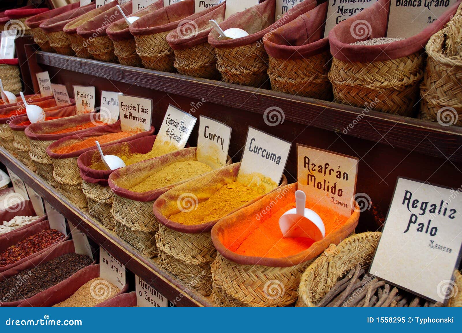 Collection of spices stock image. Image of curry, close - 1558295