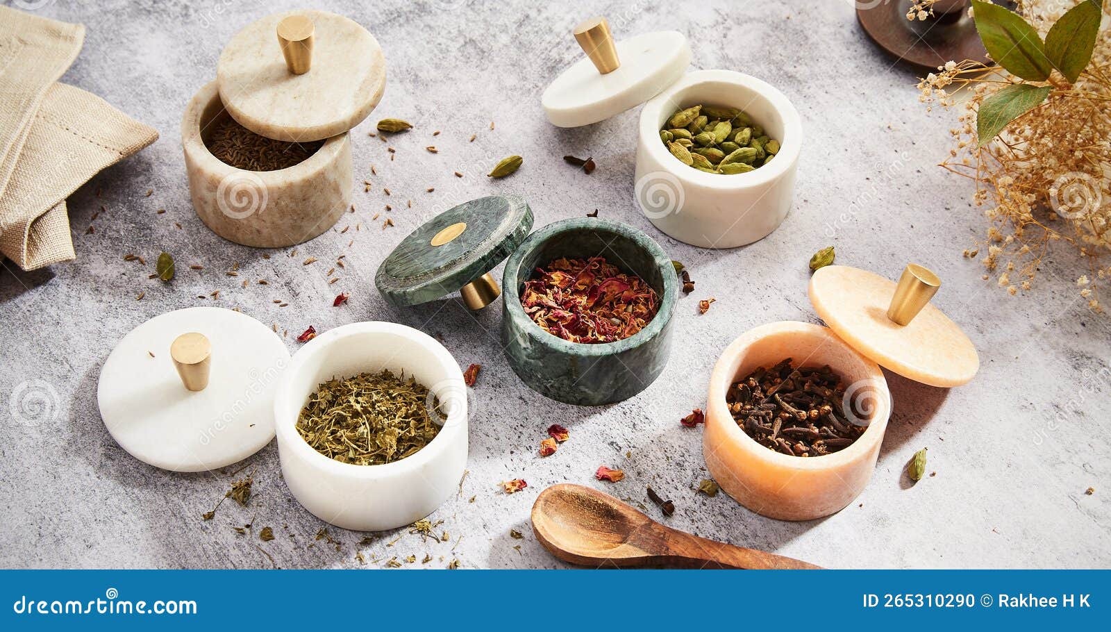 Collection of Spices in Storage Container Stock Photo - Image of ...