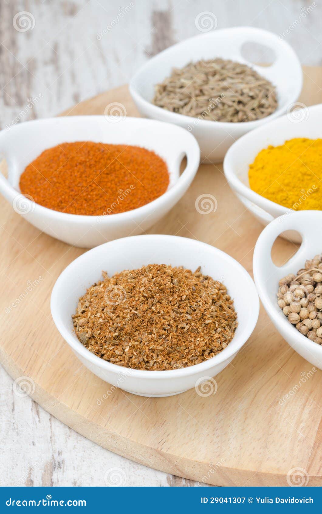 Collection of Spices in White Bowls Stock Image - Image of natural ...