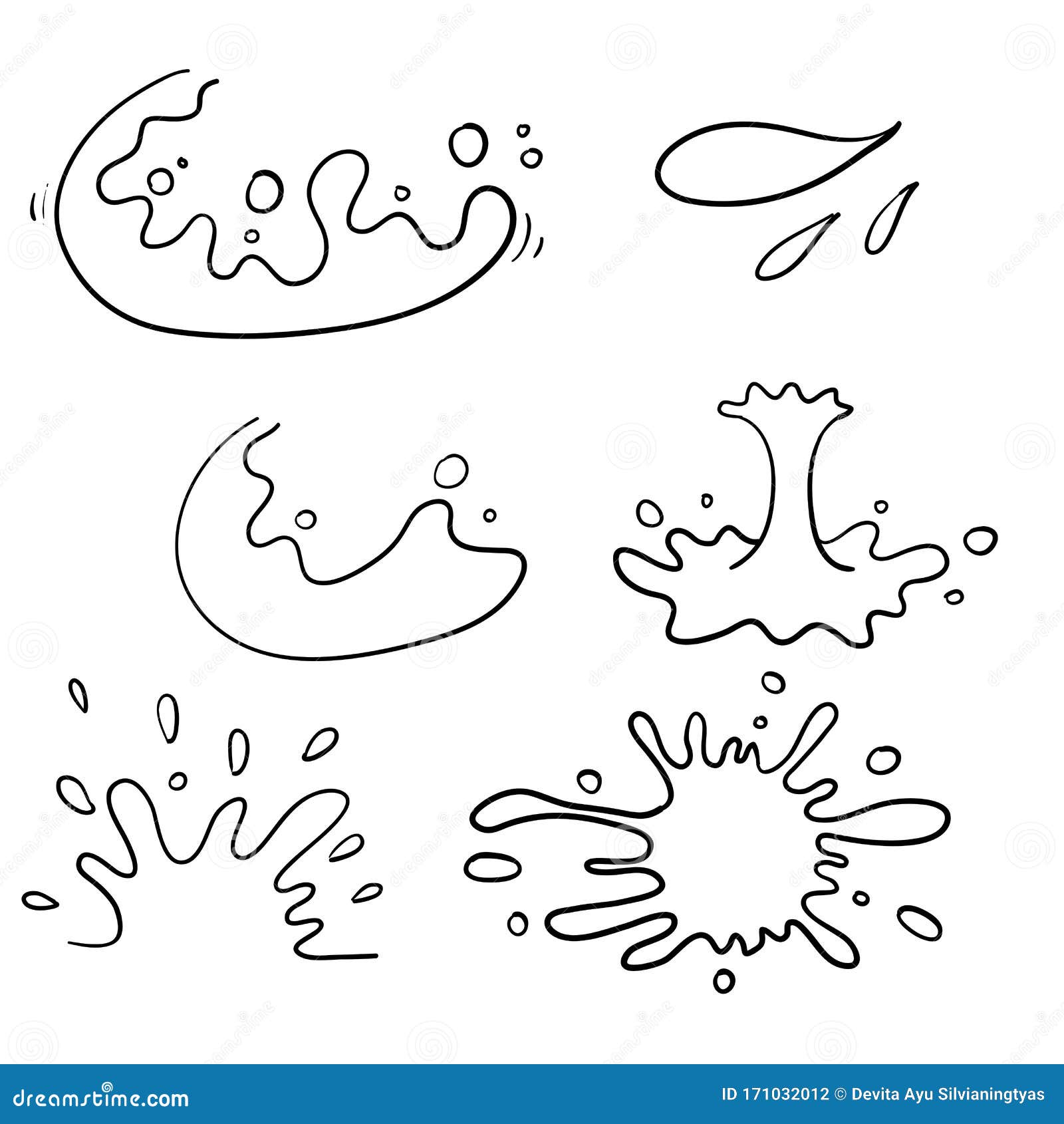 Collection of Splash Water with Drops, a Splash of Falling Water Hand ...